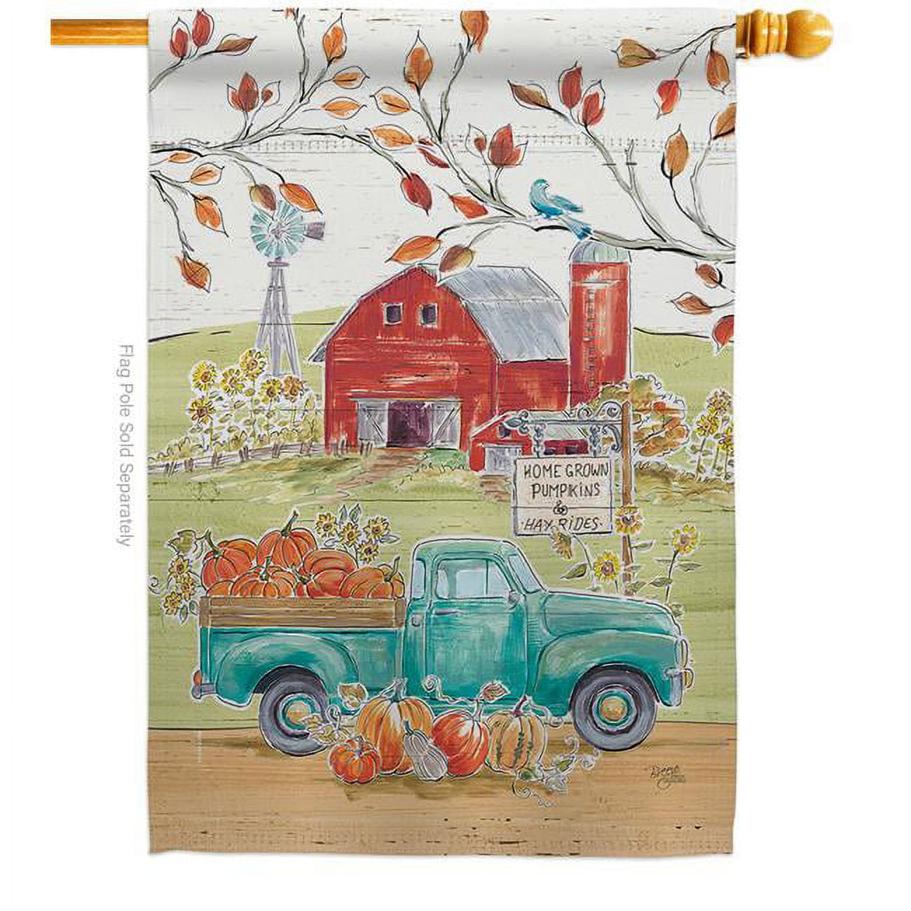 Home Grow Farm House Flag Fall Harvest & Autumn 28 x 40 in. Double ...