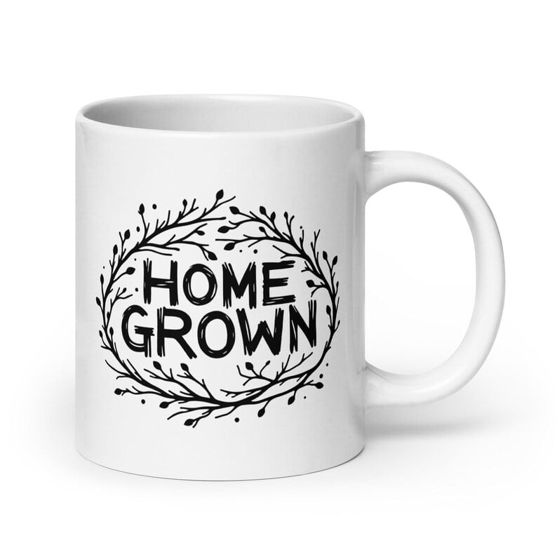 Home Grown Mug Rustic Farmhouse Coffee Cup with B1OtaniC1Al Wreath ...