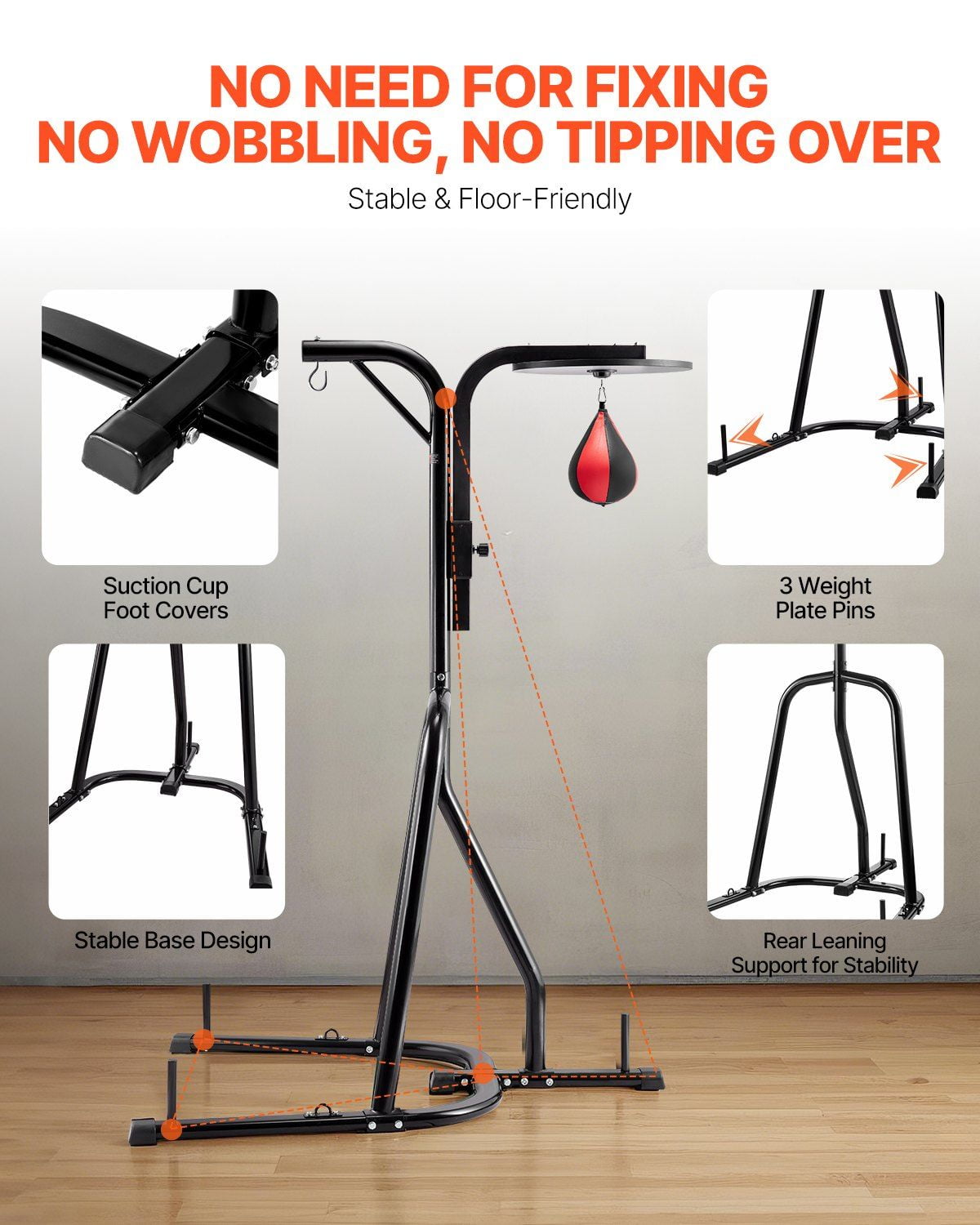 Home Gym 2-in-1 Punching Bag Stand: Adjustable Heavy Duty Steel Boxing ...