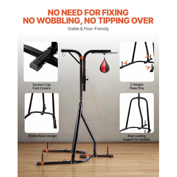 Home Gym 2-in-1 Punching Bag Stand: Adjustable Heavy Duty Steel Boxing ...