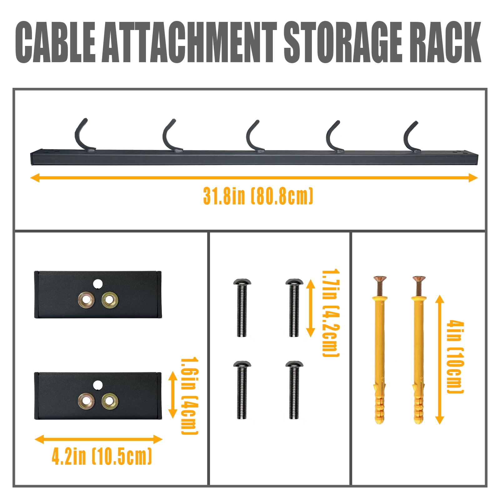 Home Gym Attachment Storage Rack for Lat Pulldown Attachments, Cable ...