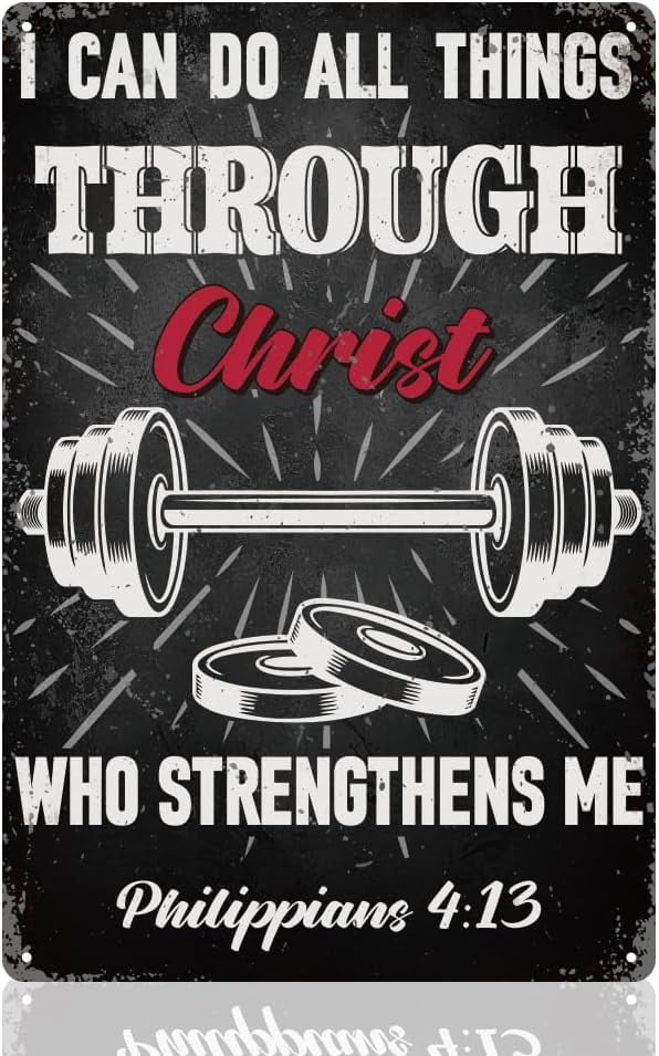 Home Gym Barbell Wall Decor Sign I Can Do All Things Through Christ Who ...