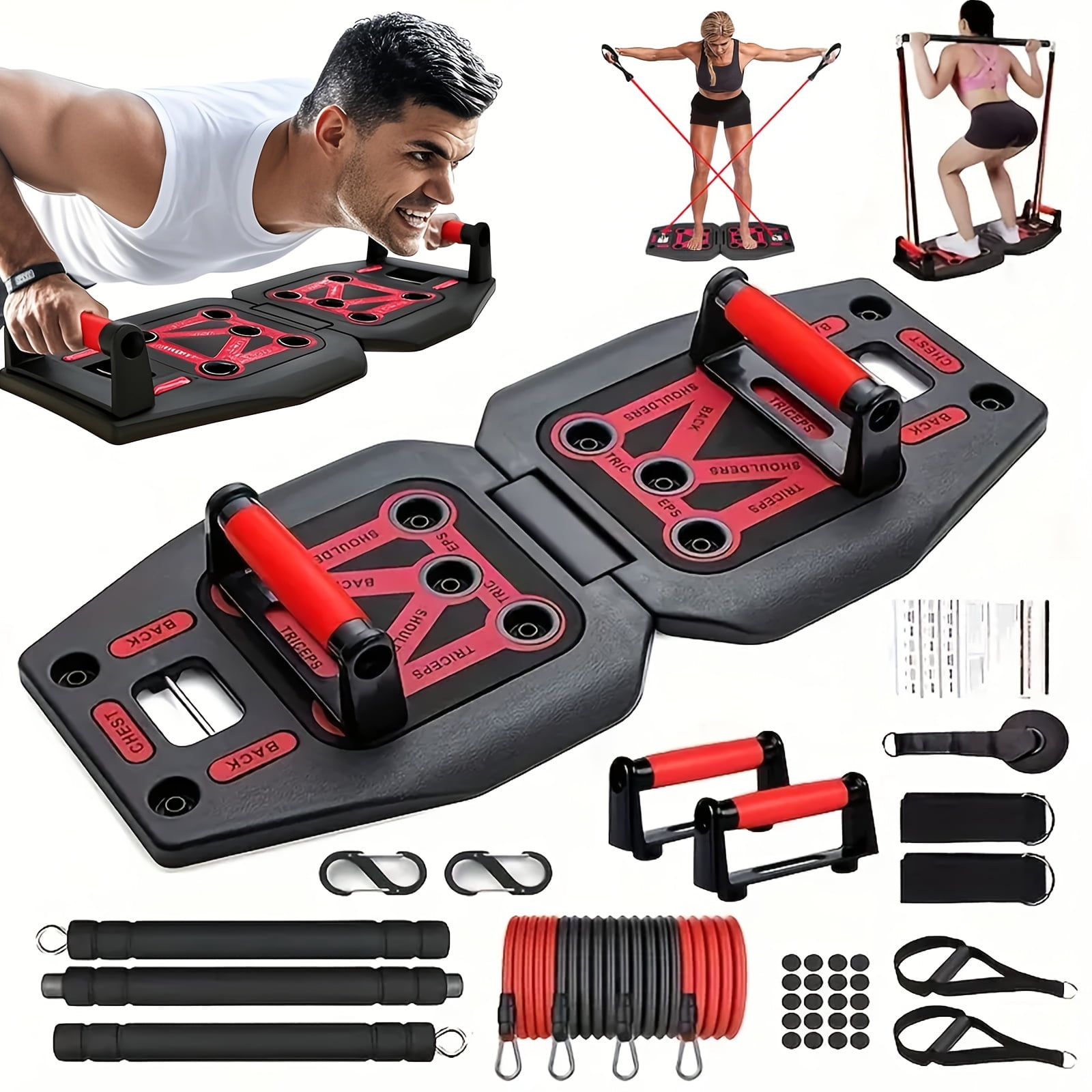 Home Gym Exercise Equipment - Portable Workout System with 17 Fitness ...