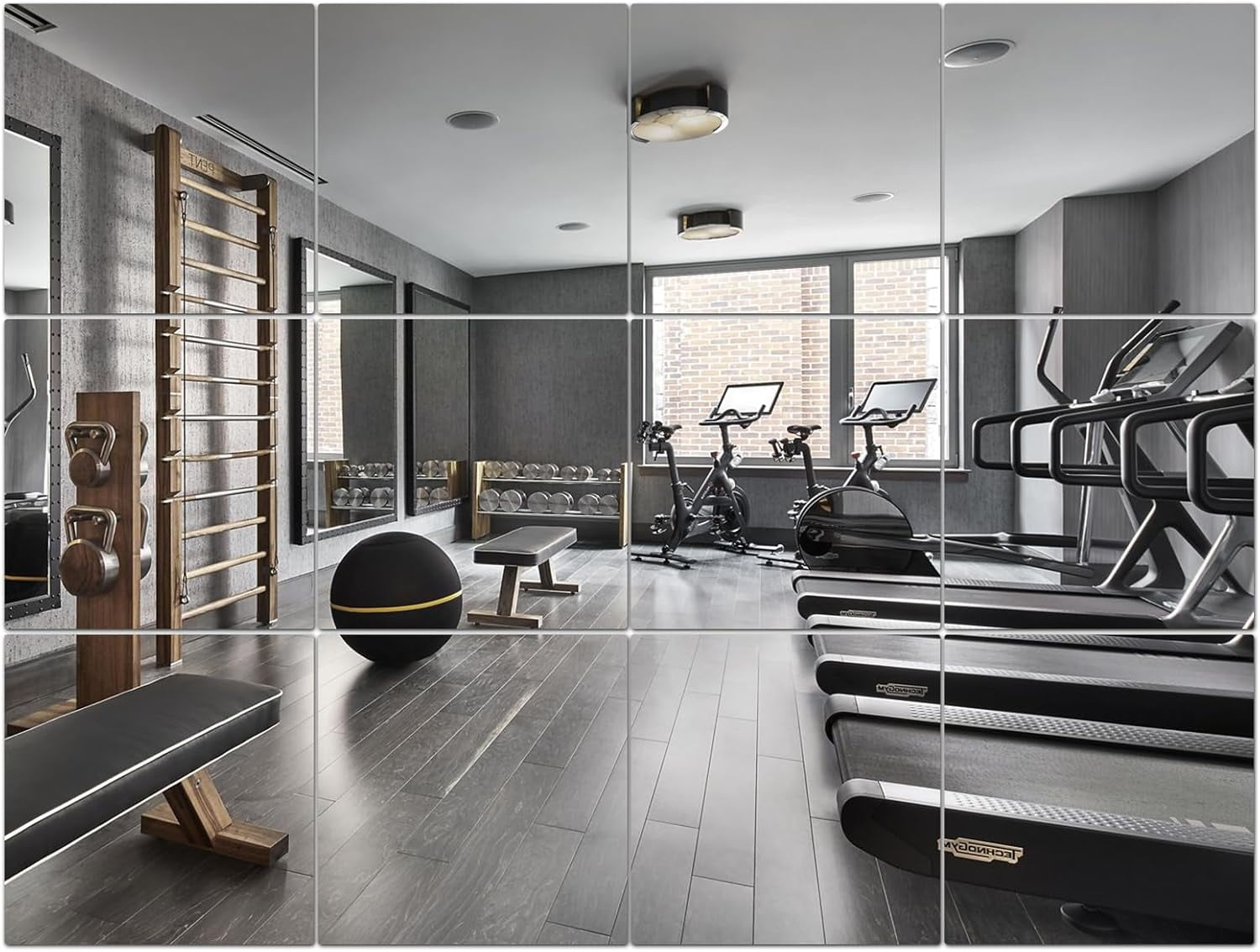 Home Gym Mirror, 8Pcs 12'' × 10'' HD Glass Wall Mirror for Gym ...