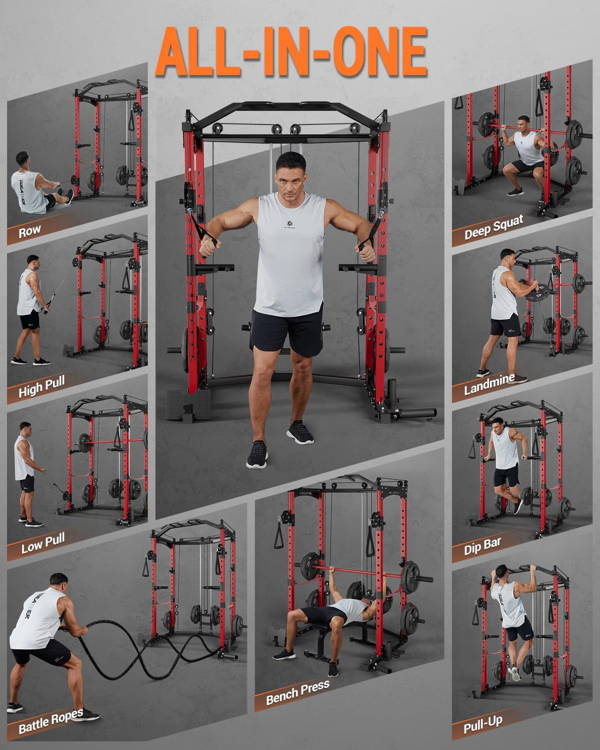 Home Gym Power Cage with 2000lbs Capacity and 28 Diverse Training ...