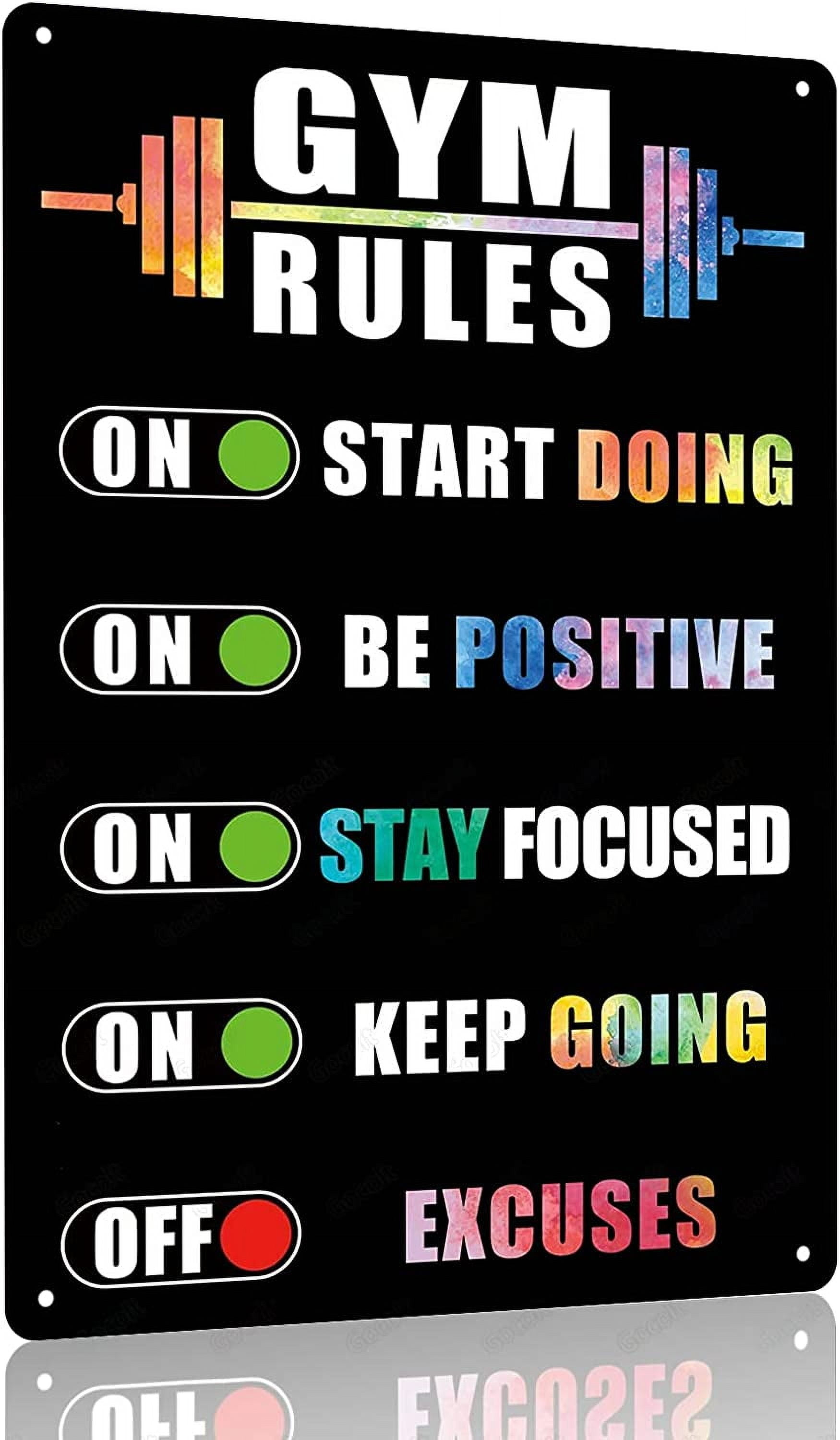 Home Gym Rules Signs Workout Motivational Quote Hanging Sign - Exercise ...