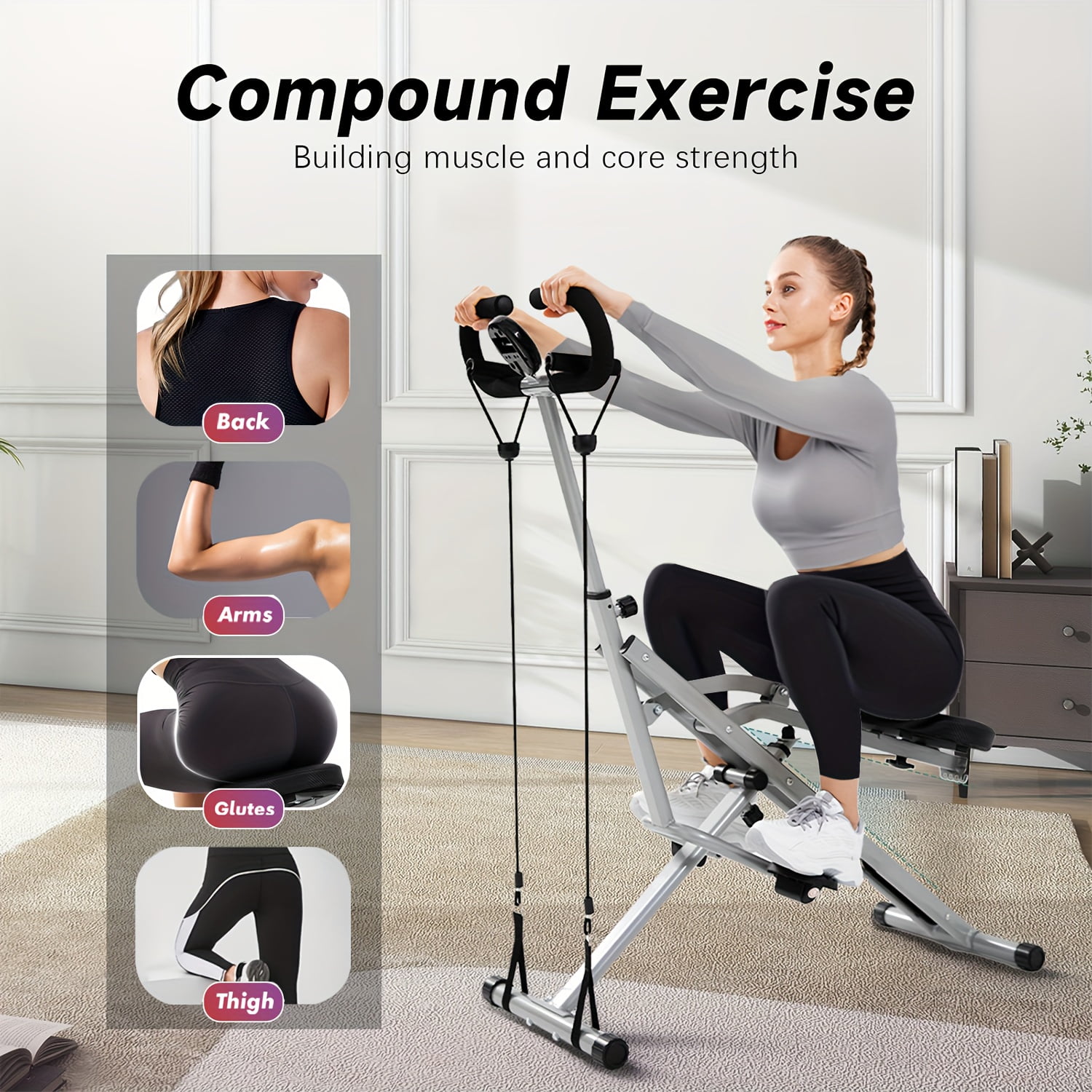 Home Gym Squat Machine 330lbs Capacity - Foldable Full-Body Workout ...