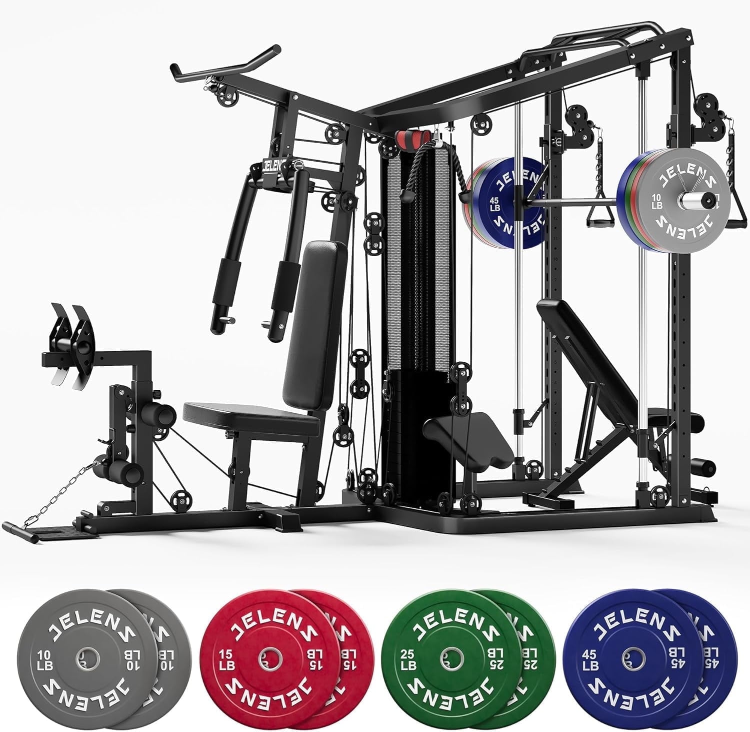 Home Gym System Workout Station, Multifunction Smith Machine with 150LB ...
