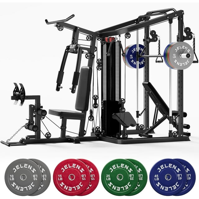 Home Gym System Workout Station, Multifunction Smith Machine with 150LB ...
