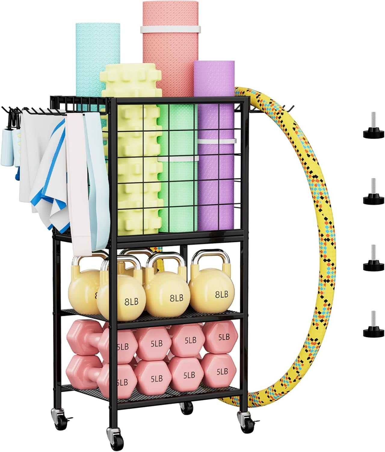 Home Gym Weight Rack with Storage Hooks - Organizer for Dumbbells ...