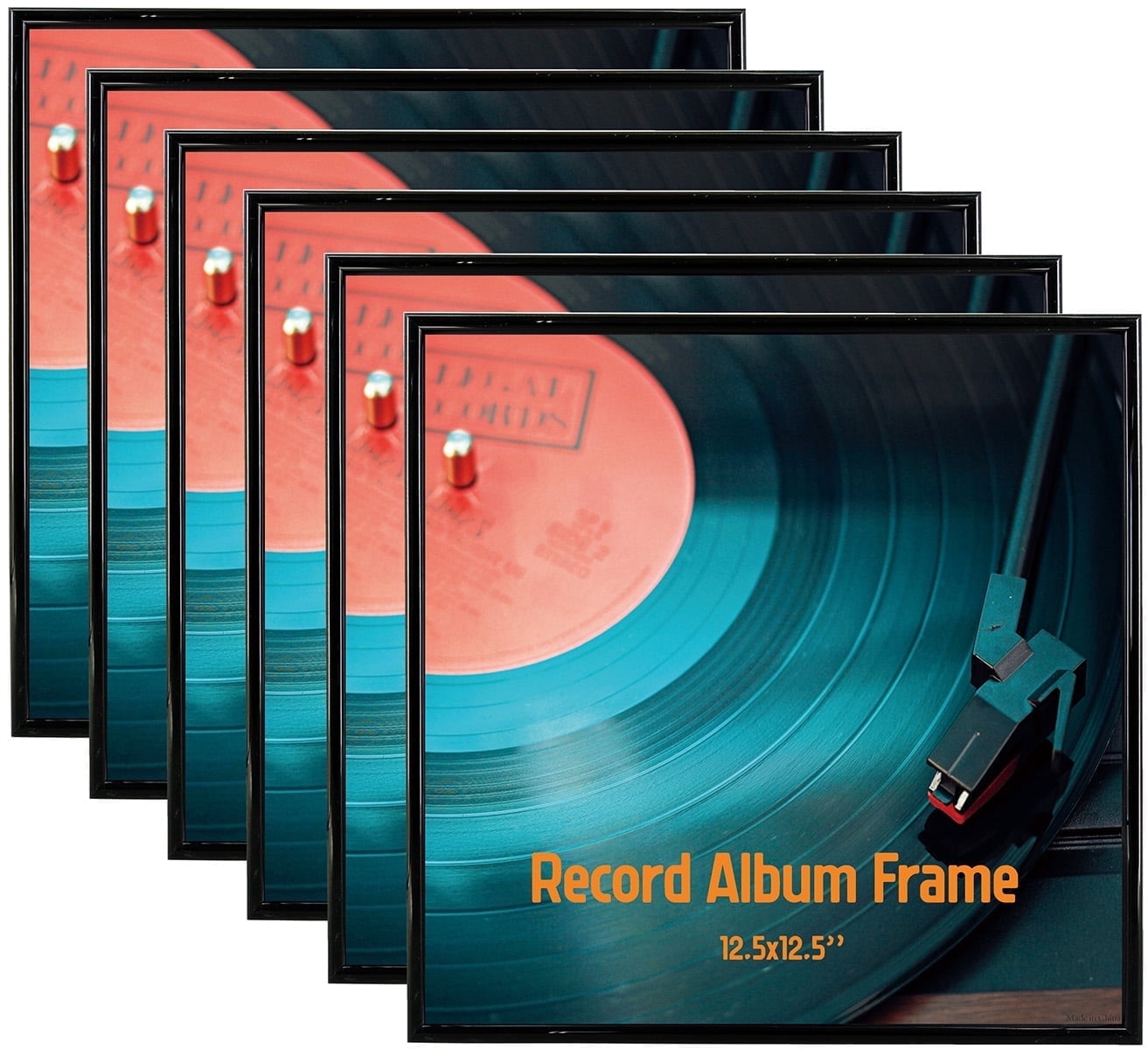 Home&Habitat Record Album Frames 12.5x12.5 Black Pack of 6 Protect and ...