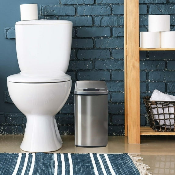 Home Hands-Free Trash Can with Fingerprint-Resistant Finish, Soft-Close ...