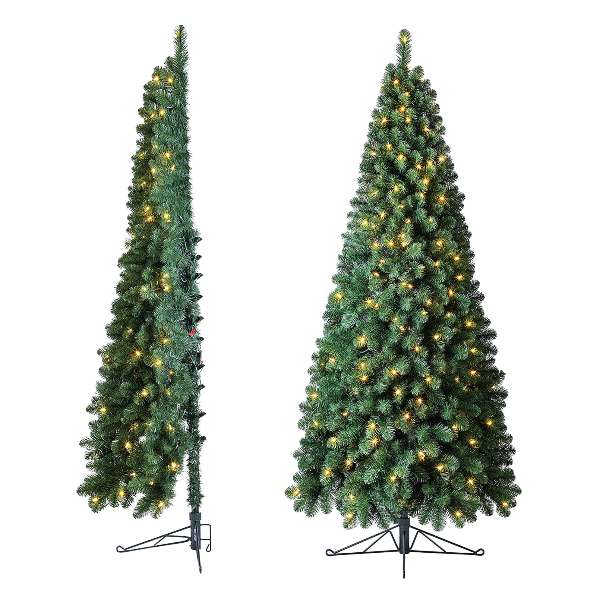 Home Heritage Half Pine 7' Pre-Lit Artificial Christmas Tree, 150 White ...