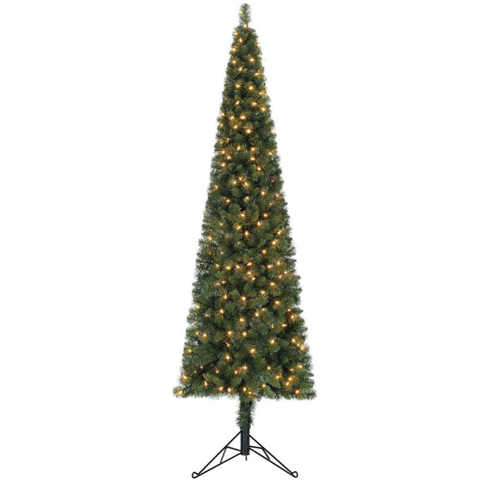 Home Heritage 7 Ft Pre-lit Slim Corner Artificial Christmas Tree with ...