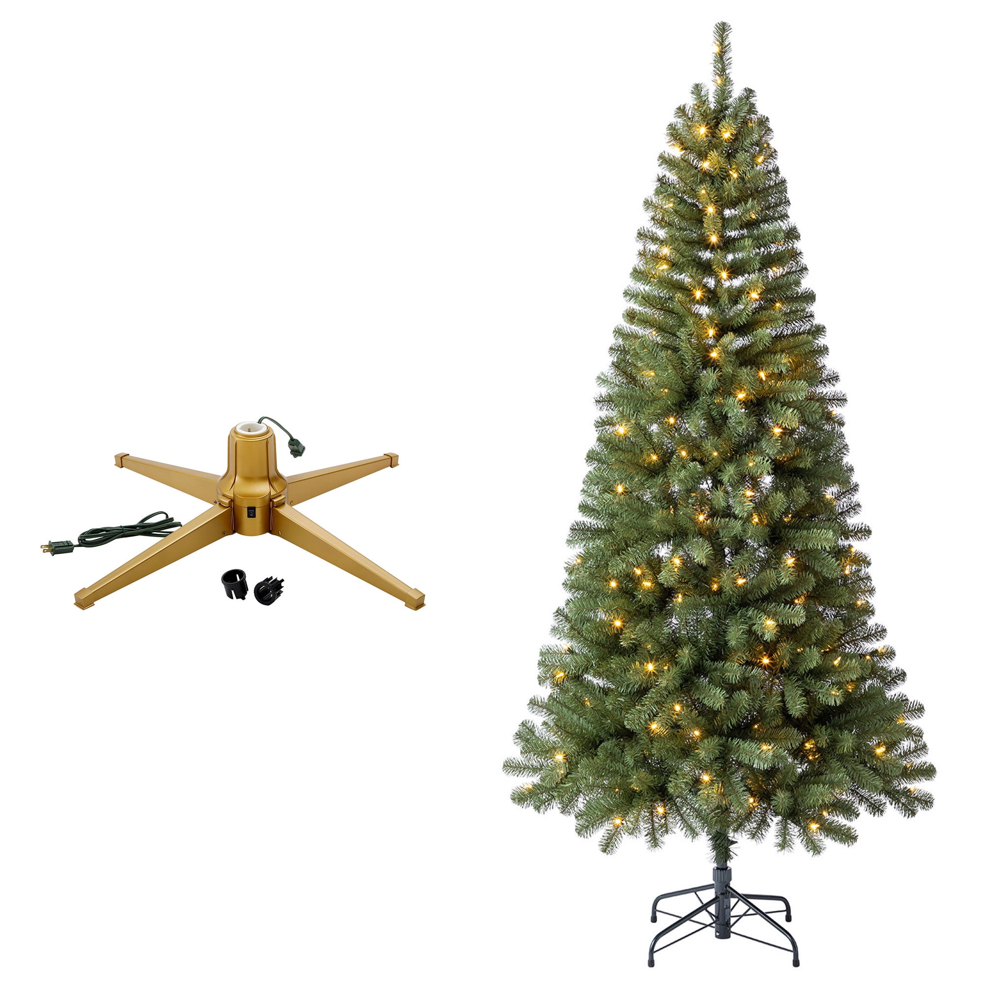 Home Heritage Rotating Tree Stand Base w/7' Brighampton Spruce Xmas ...