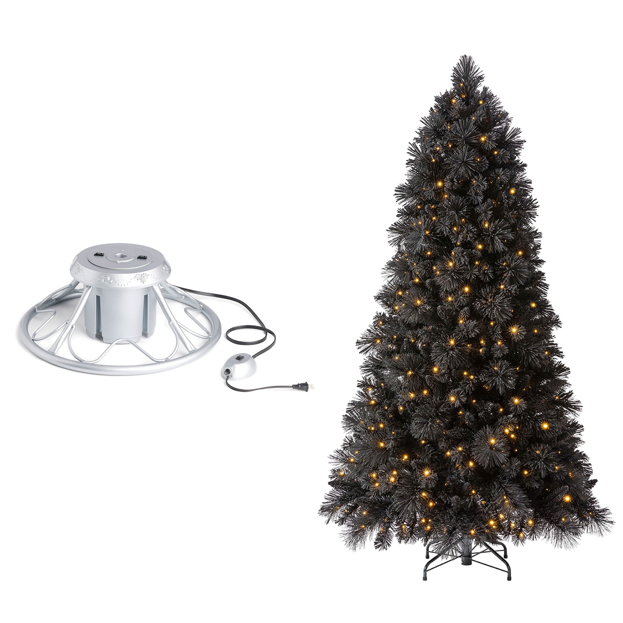 Home Heritage Rotating Tree Stand Base w/Snowdrift 6.5' Pine Christmas ...