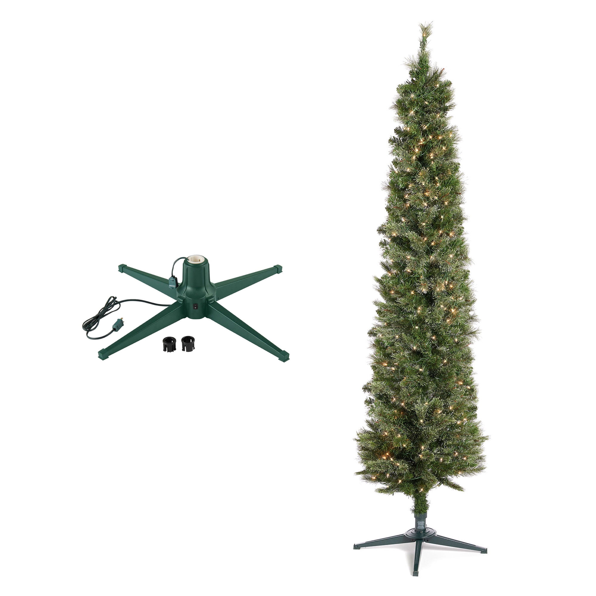 Home Heritage Rotating Tree Stand Base w/Snowdrift 6.5' Pine Christmas ...