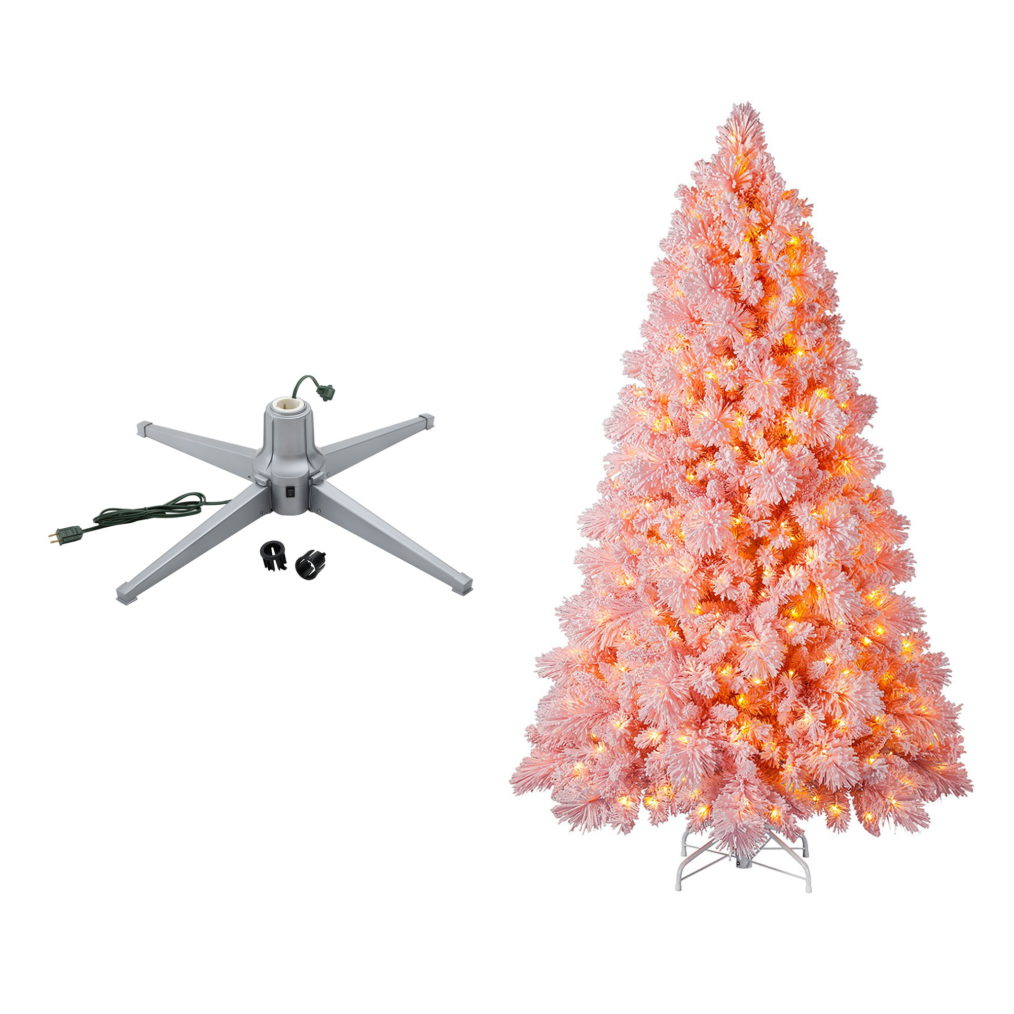 Home Heritage Rotating Tree Stand Base w/Snowdrift 6.5' Pine Christmas ...