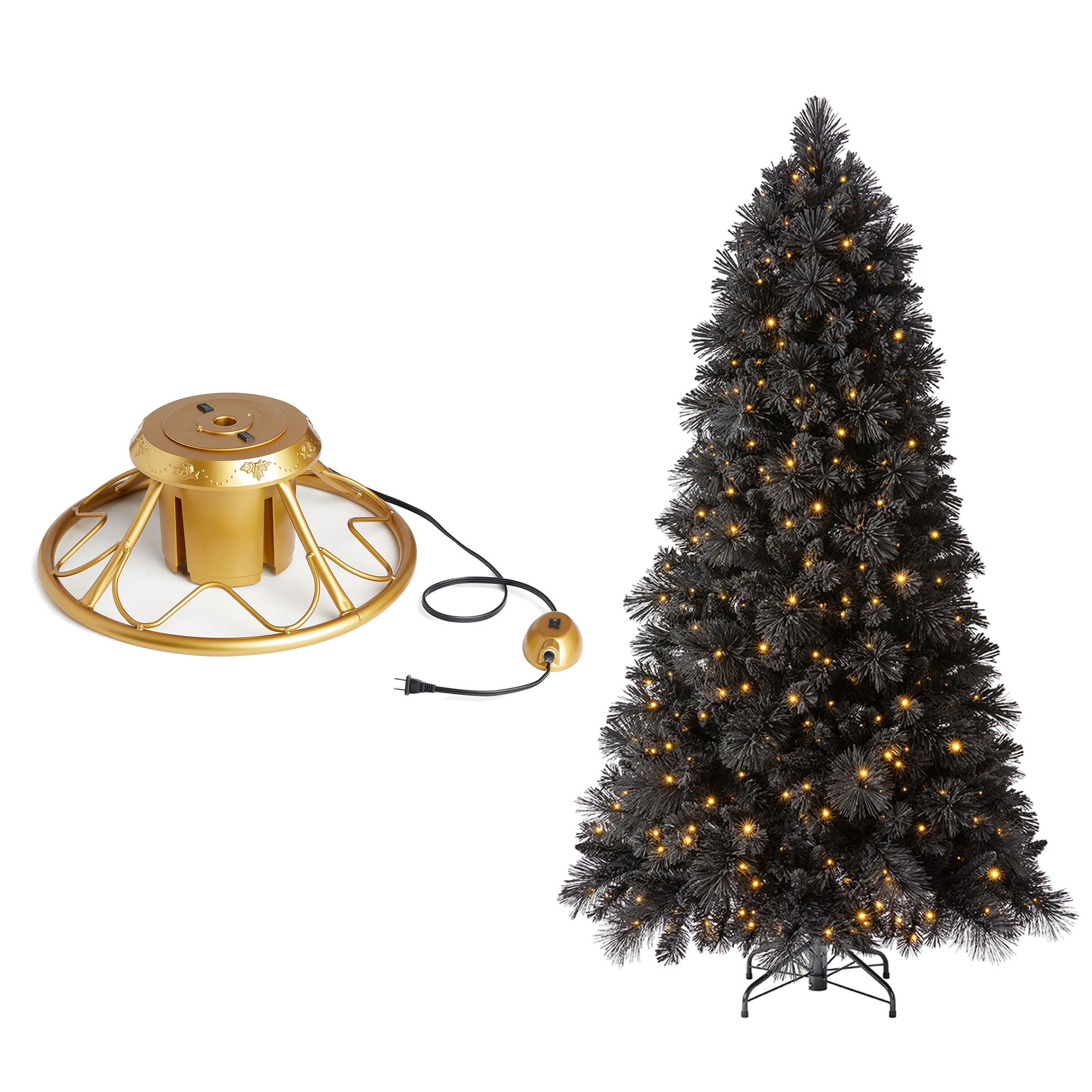 Home Heritage Rotating Tree Stand Base w/Snowdrift 6.5' Pre-Lit Xmas ...