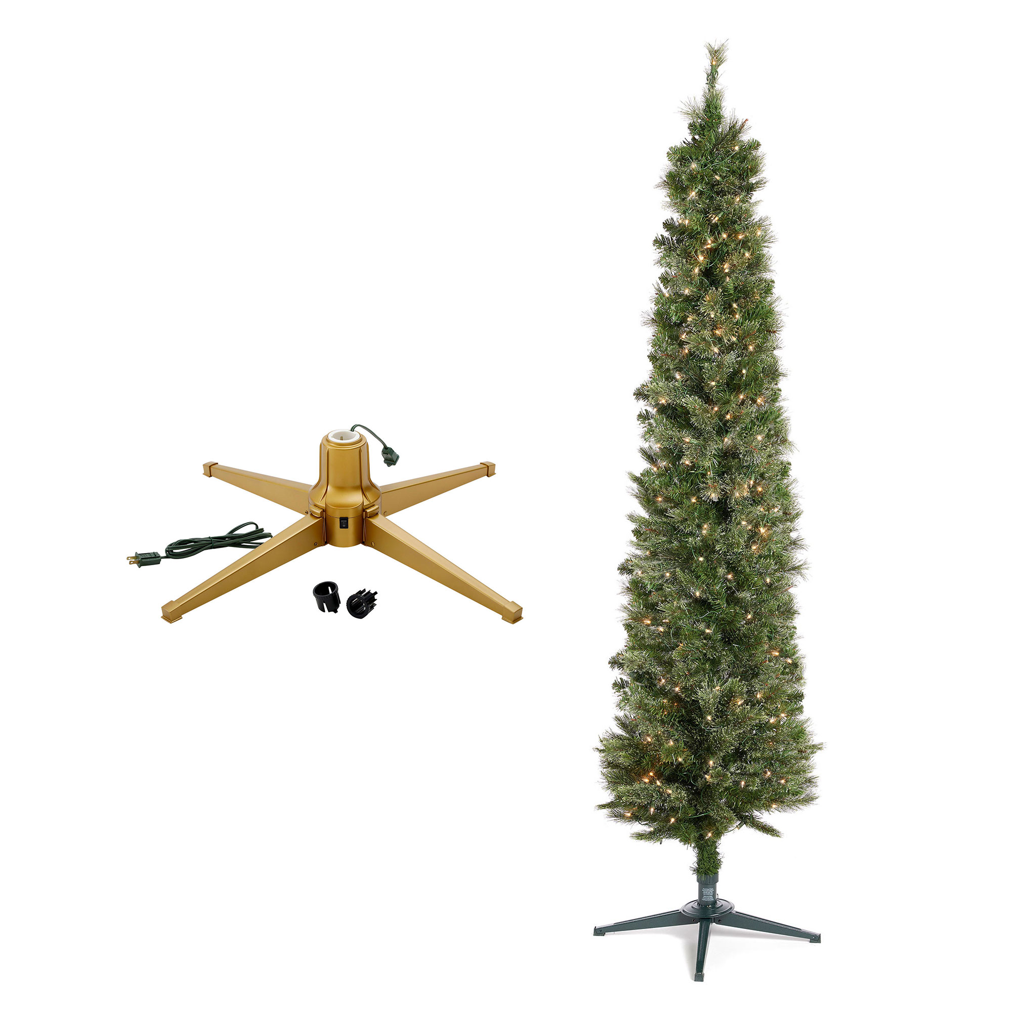 Home Heritage Rotating Tree Stand Base with Stanley 7' Skinny Xmas Tree ...
