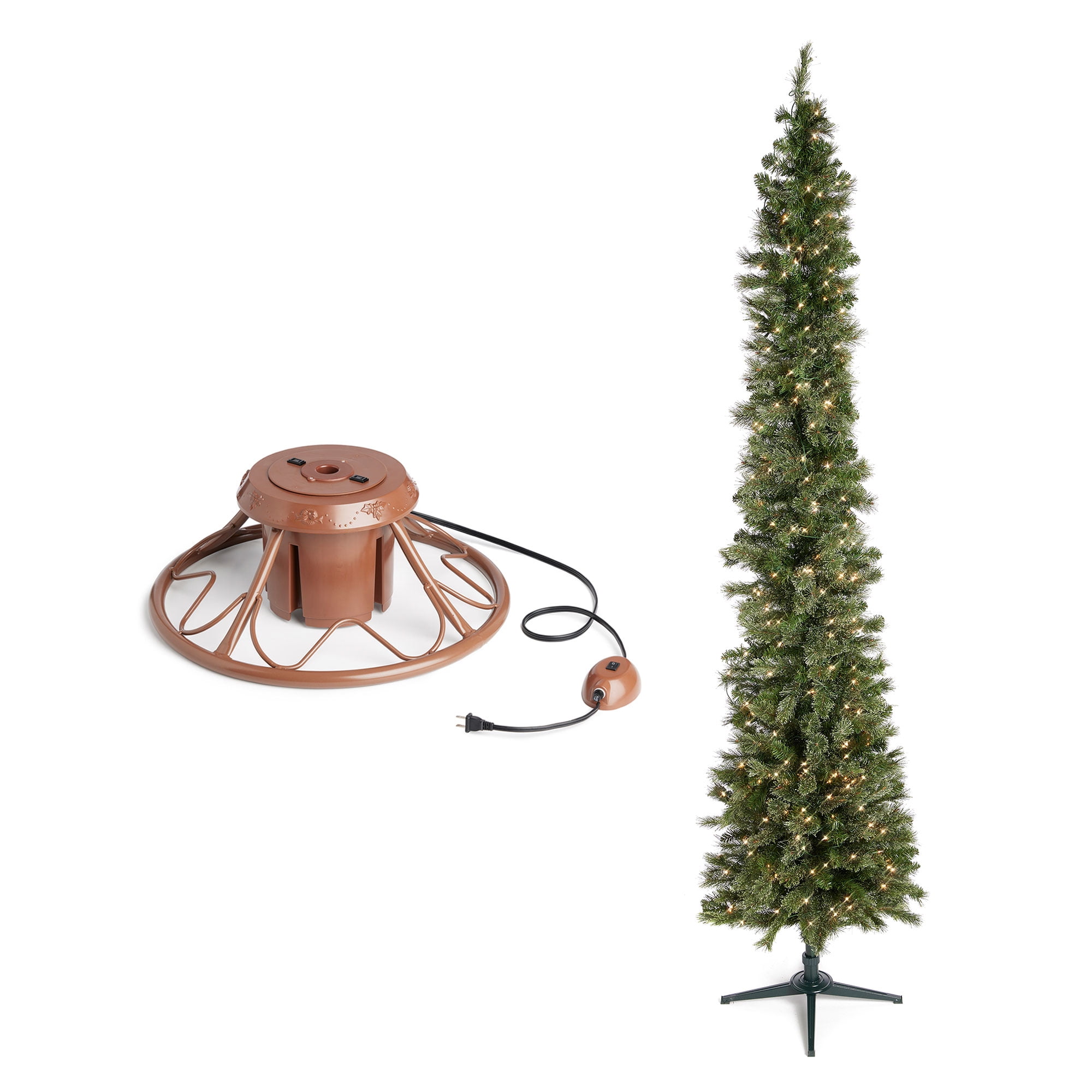 Home Heritage Rotating Tree Stand Base with Stanley 9' Skinny Xmas Tree ...