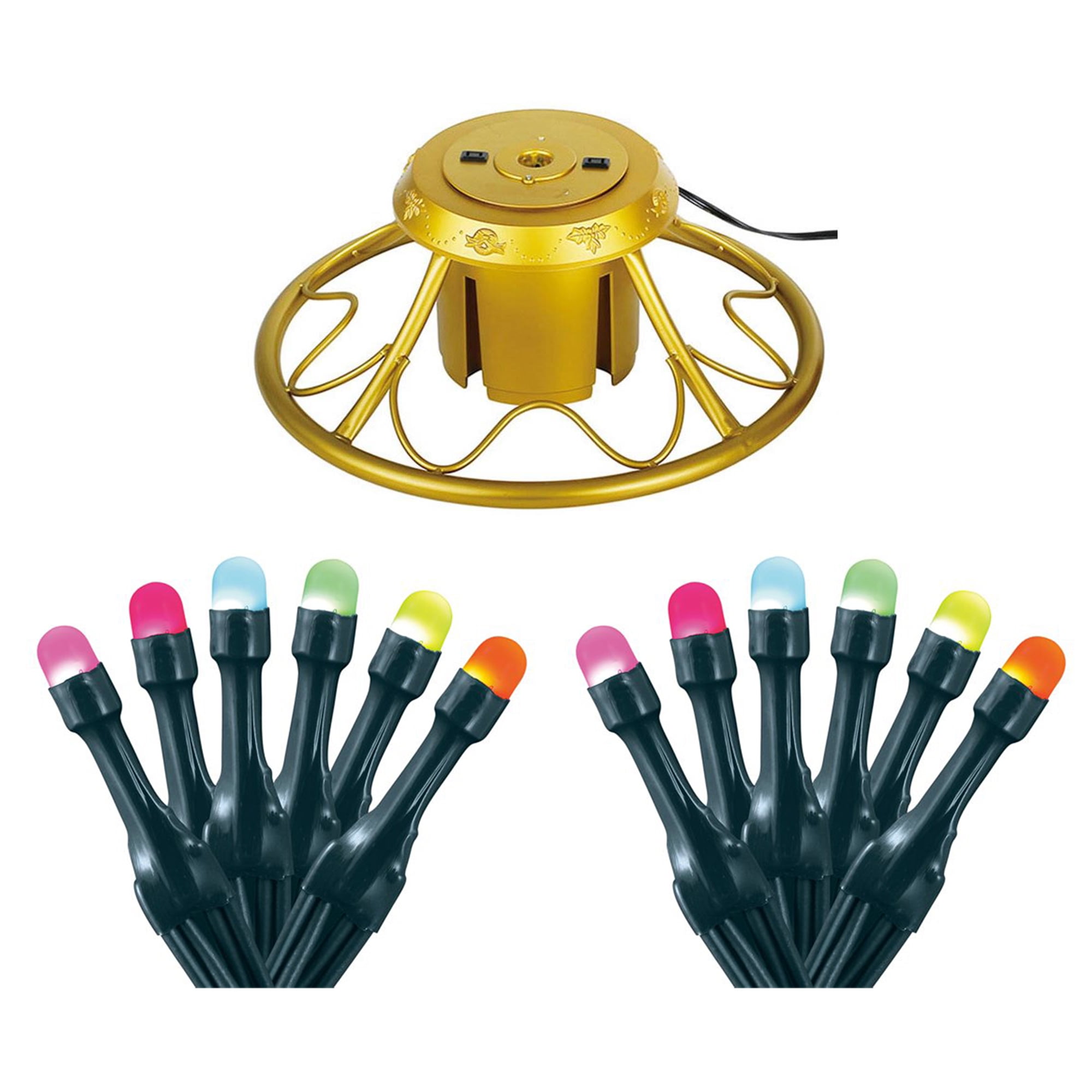 Home Heritage Rotating Tree Stand with Twinkly App Controlled RGB ...