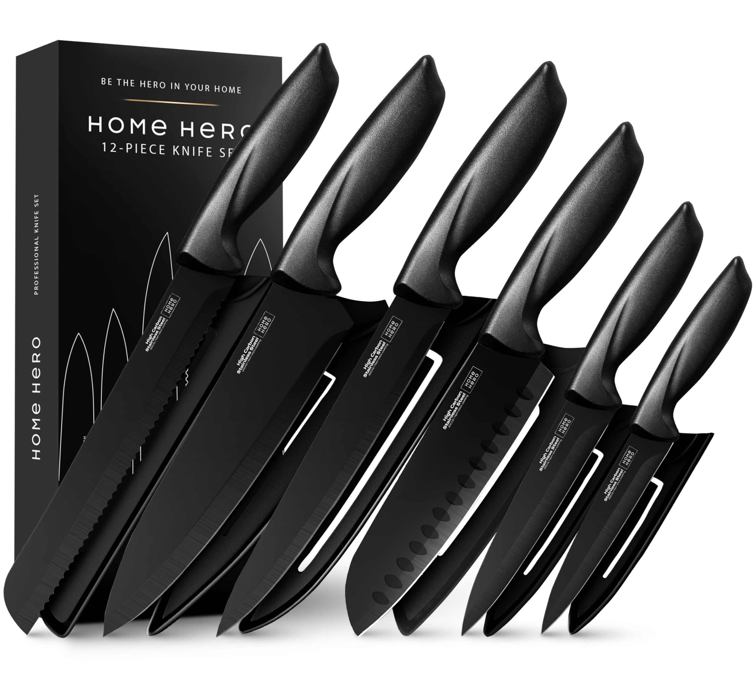 Home Hero High Carbon Stainless Steel Knife Set - Chef Knife Set ...