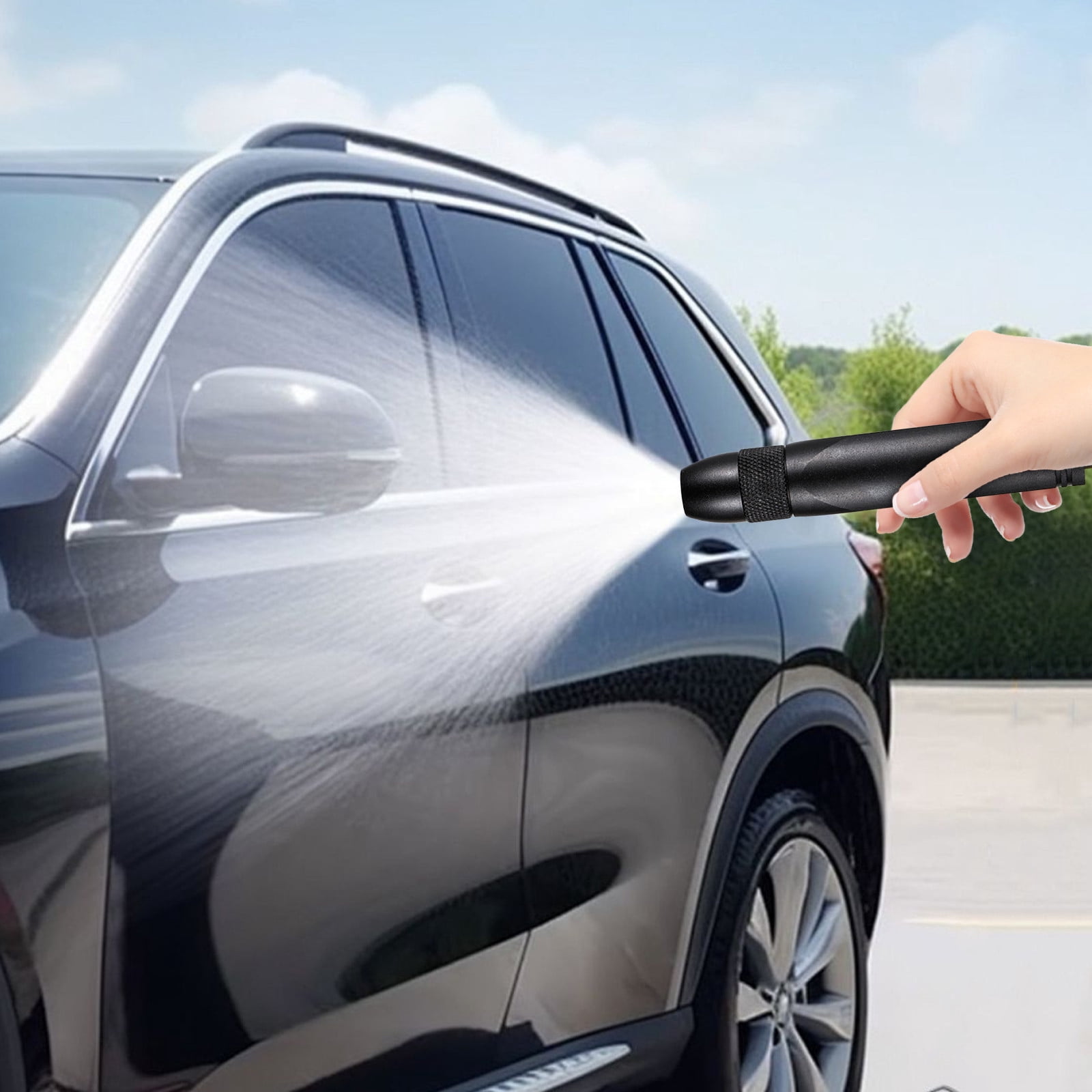 Home High-Pressure Car Wash Water with Booster Nozzle Black High ...