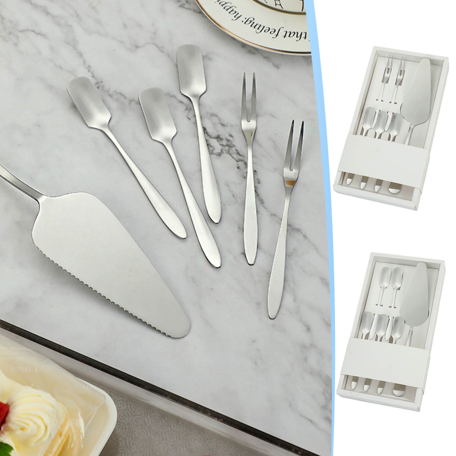 Home Highlights, Stainless Steel Cake Knife Fork Set, 2-piece Dessert ...