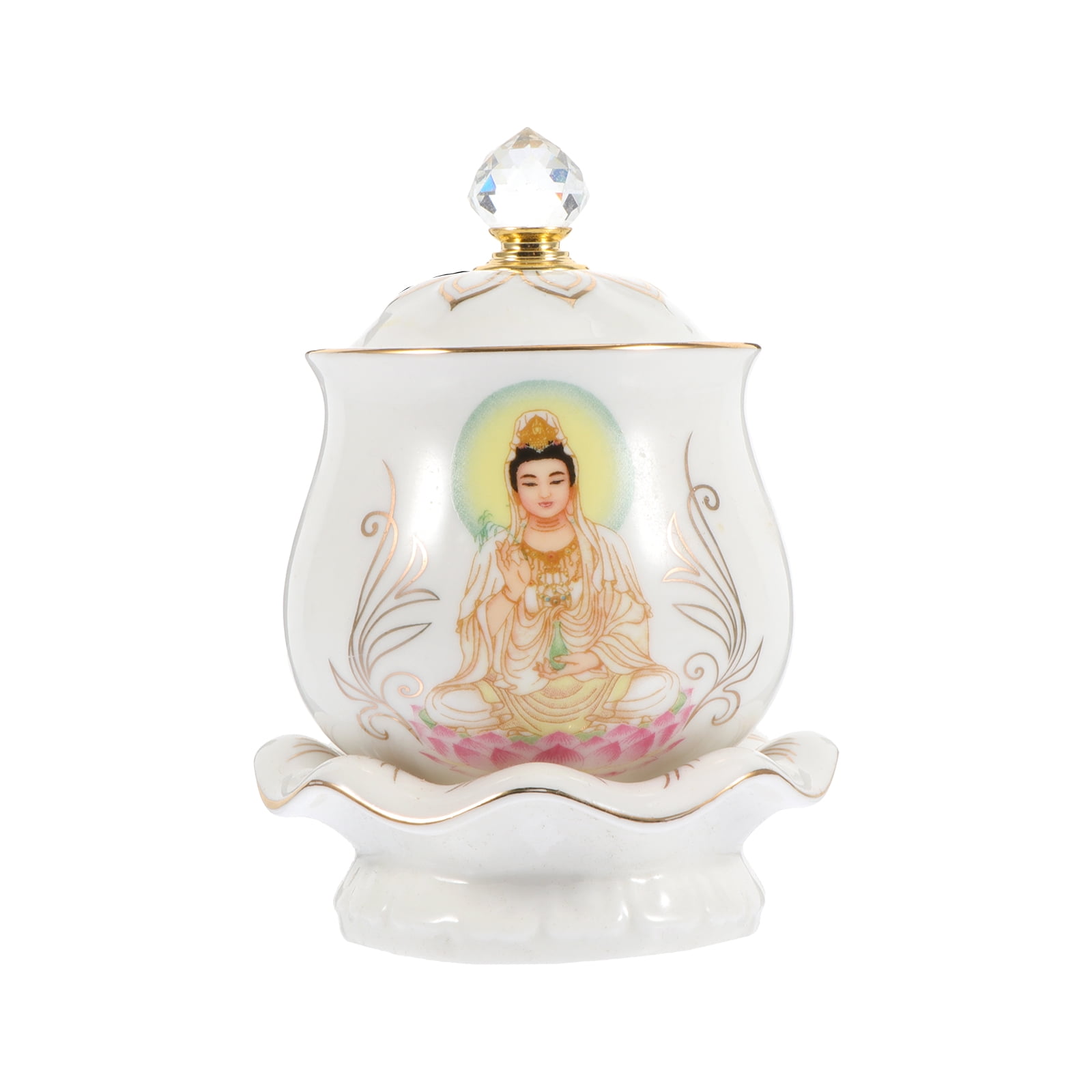 Home Holy Water Cup with Lid Buddha Worship Cup Classic Ceramic Altar ...