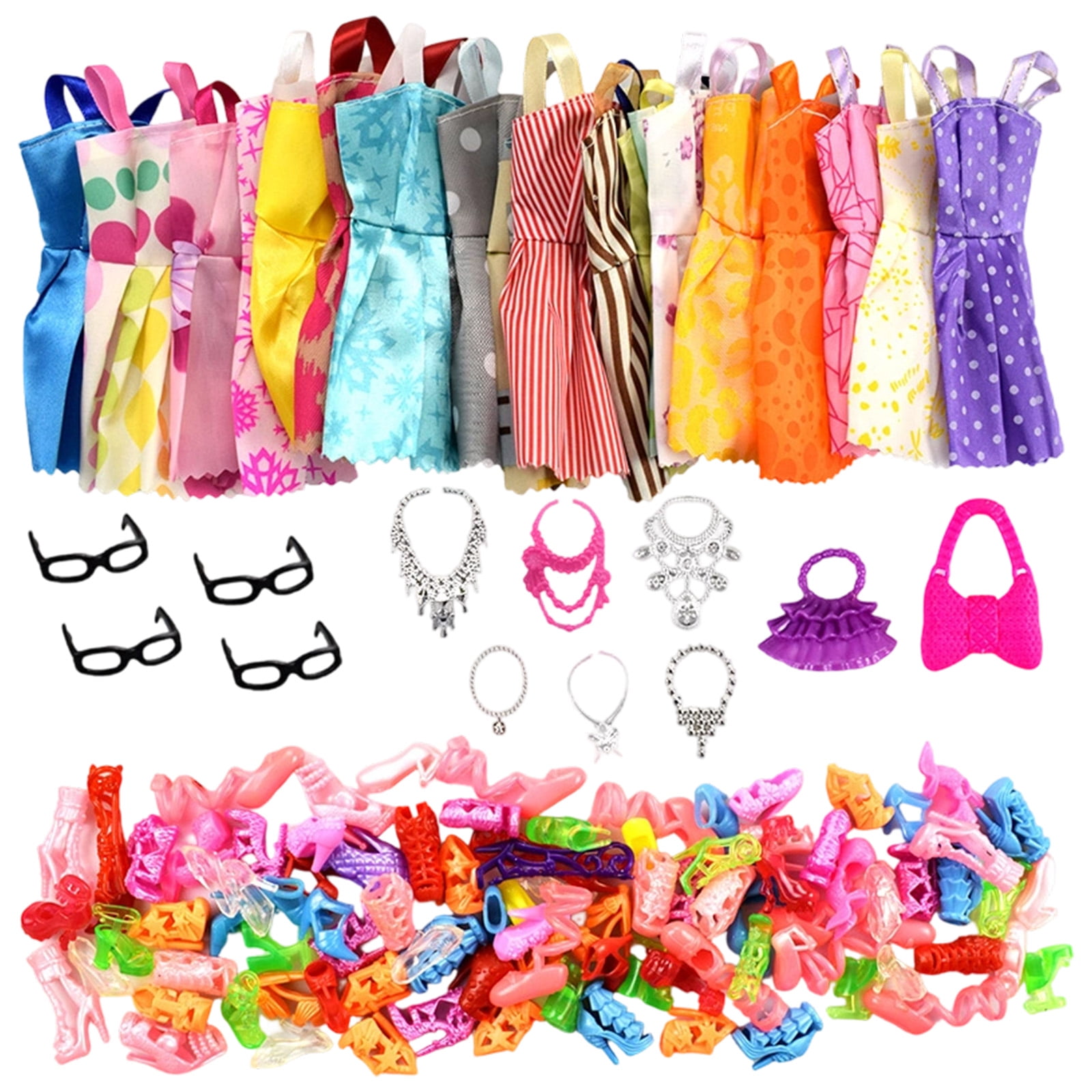 Home INC 32 Item/set Doll Accessories=10 x Clothes,10 x Shoes,6 ...