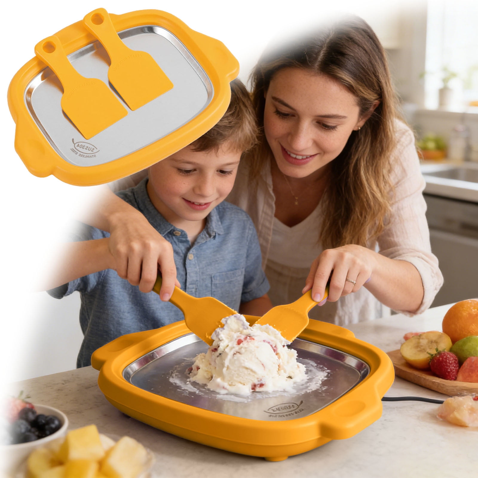 Home Ice Rolling Machine Including Quick Freezing Plate And 2 Scrapers ...