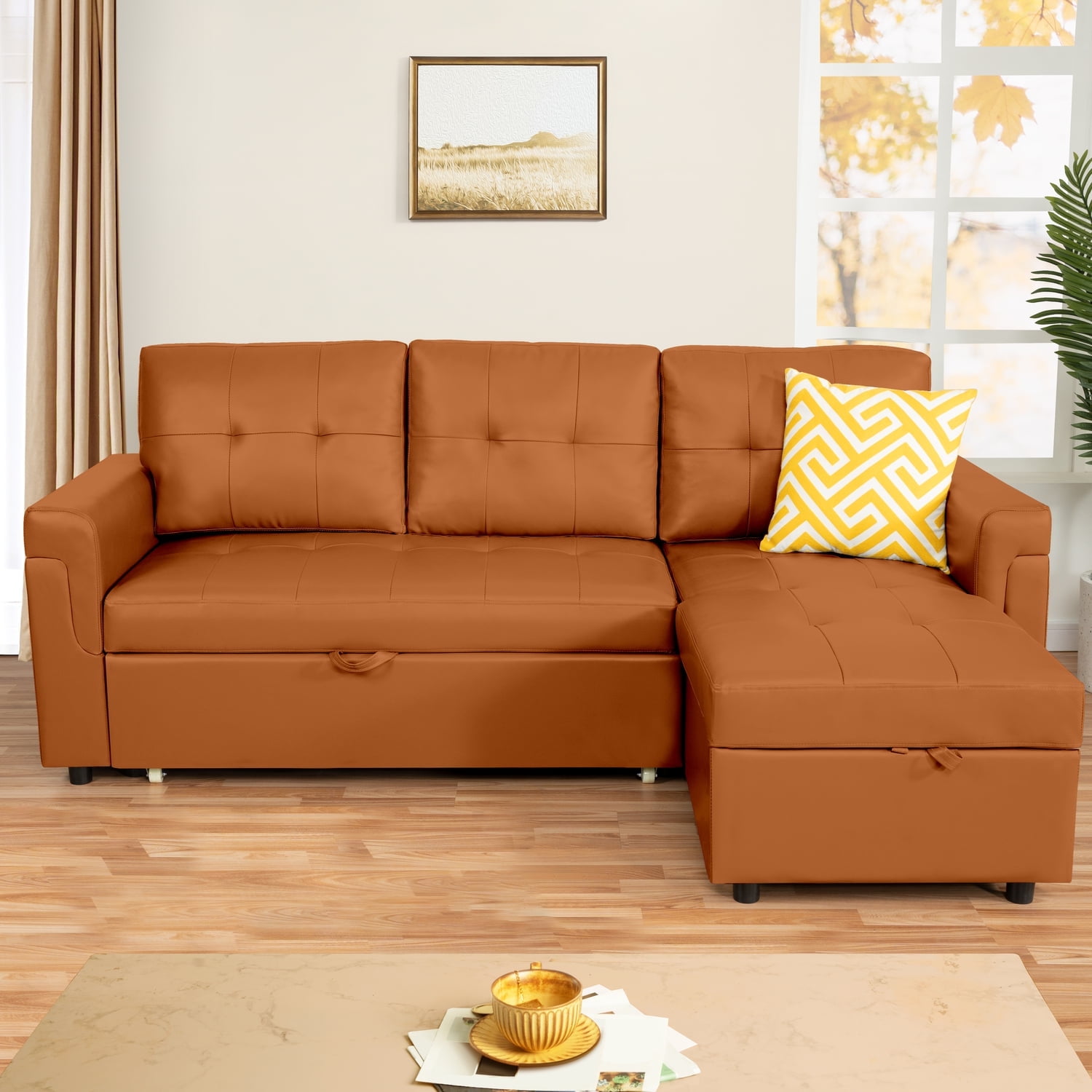 Home Imports Emporium Reversible L-Shape Sleeper Sofa, Convertible ...