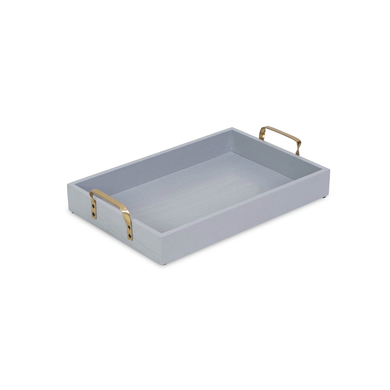Home Improvement Gray Wood Tray with Side Gold Handles - Walmart.com