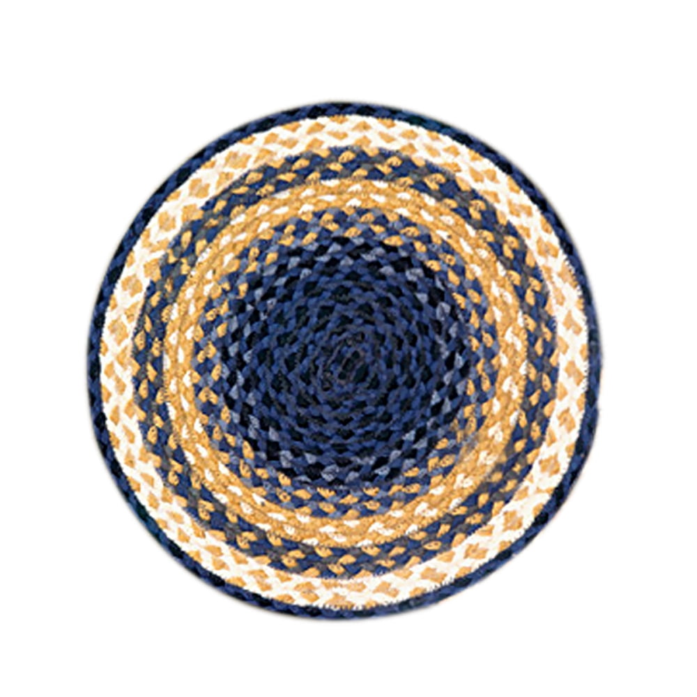 Home Indoor Decorative CH-79 Light & Dark Blue, Mustard Jute Chair Pad ...