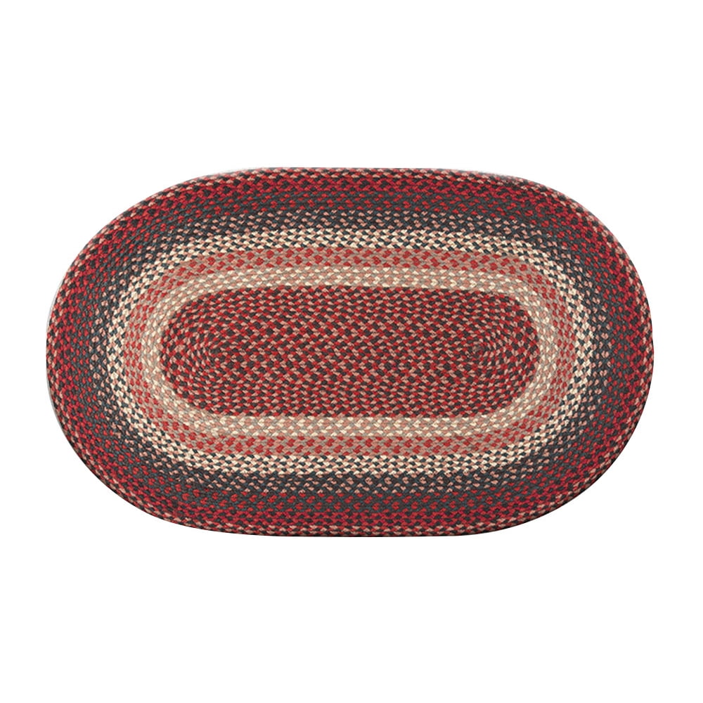Home Indoor Decorative Jute C-012 Burgundy Braided Rug, Oval 27" x 45 ...