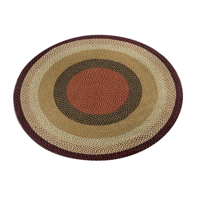 Home Indoor Decorative Jute C-019 Burgundy, Mustard Braided Rug, Round ...