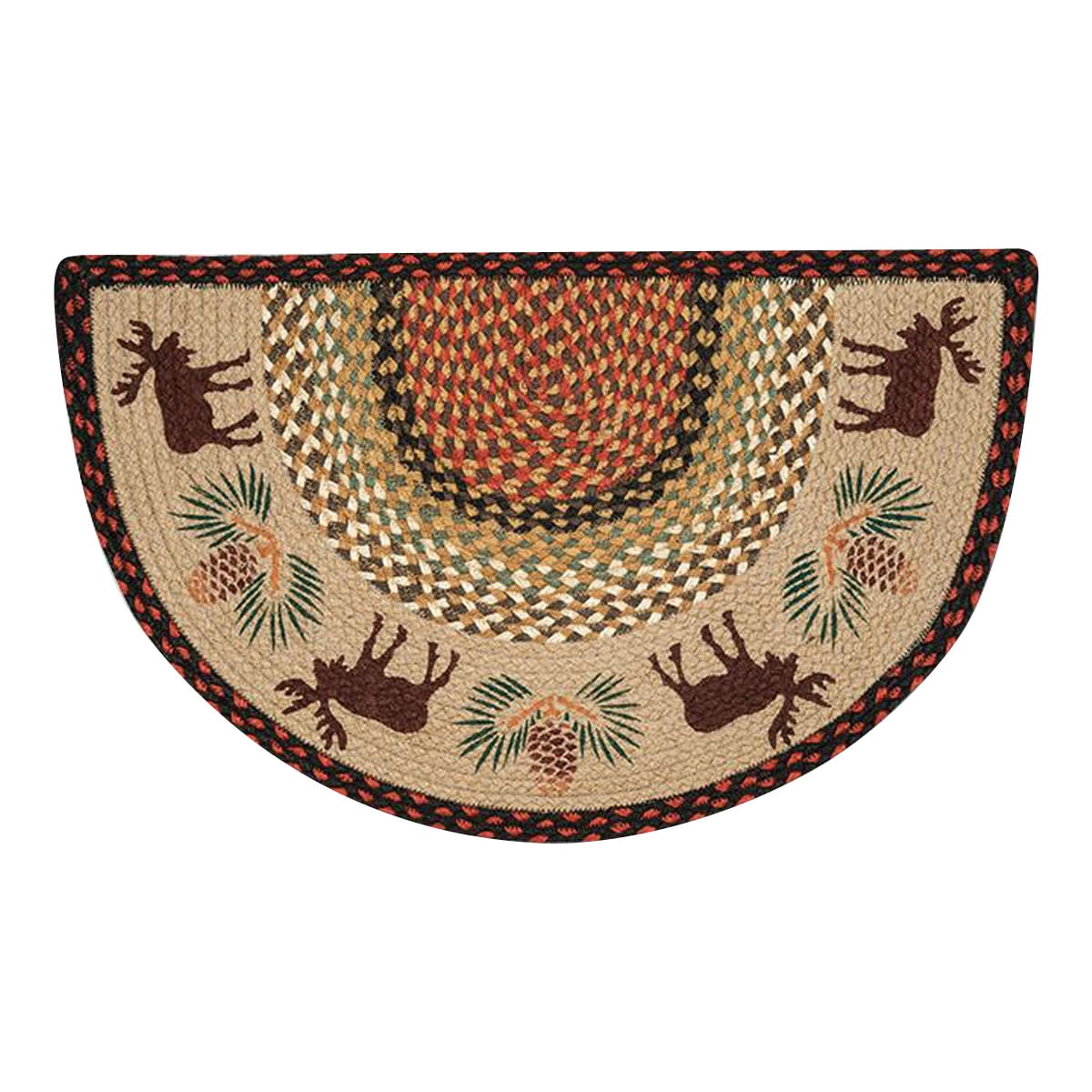 Home Indoor Decorative Jute SCP-19 Moose, Pinecone Printed Slice Rug ...