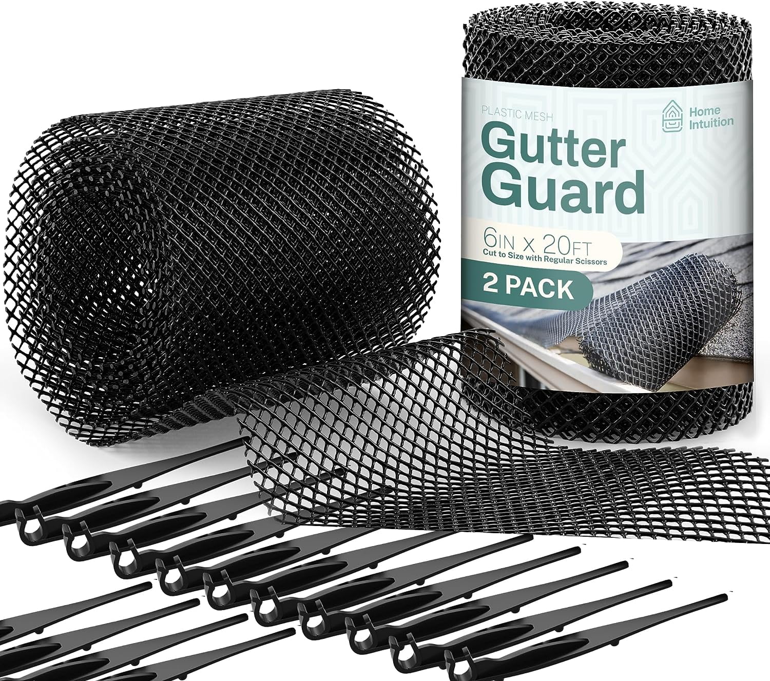 "Home Intuition 2-Pack Easy Cover Plastic Mesh Gutter Guards, 6"" Wide ...