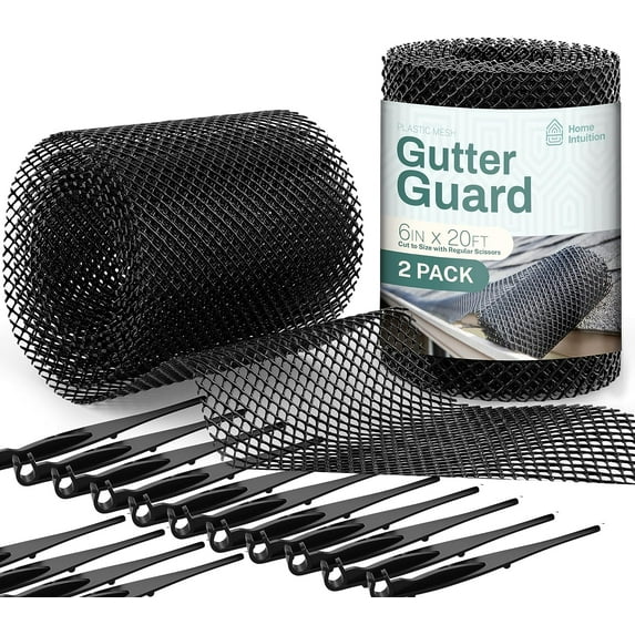 "Home Intuition 2-Pack Easy Cover Plastic Mesh Gutter Guards, 6"" Wide ...