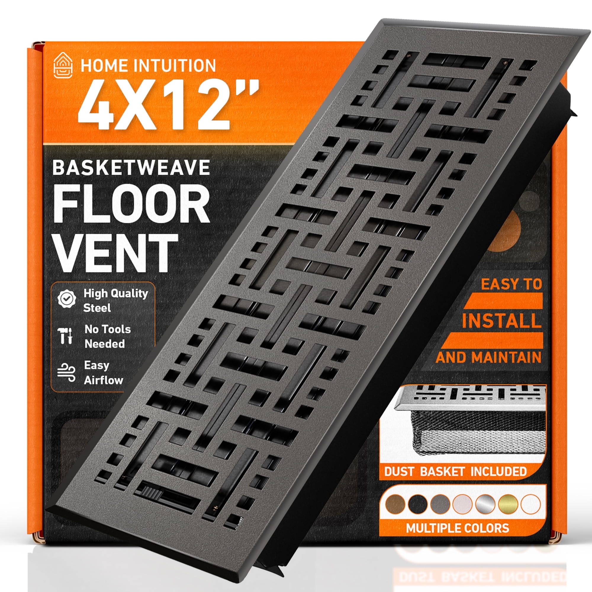 Home Intuition Metal Basketweave 4x12 Inch Decorative Floor Register ...