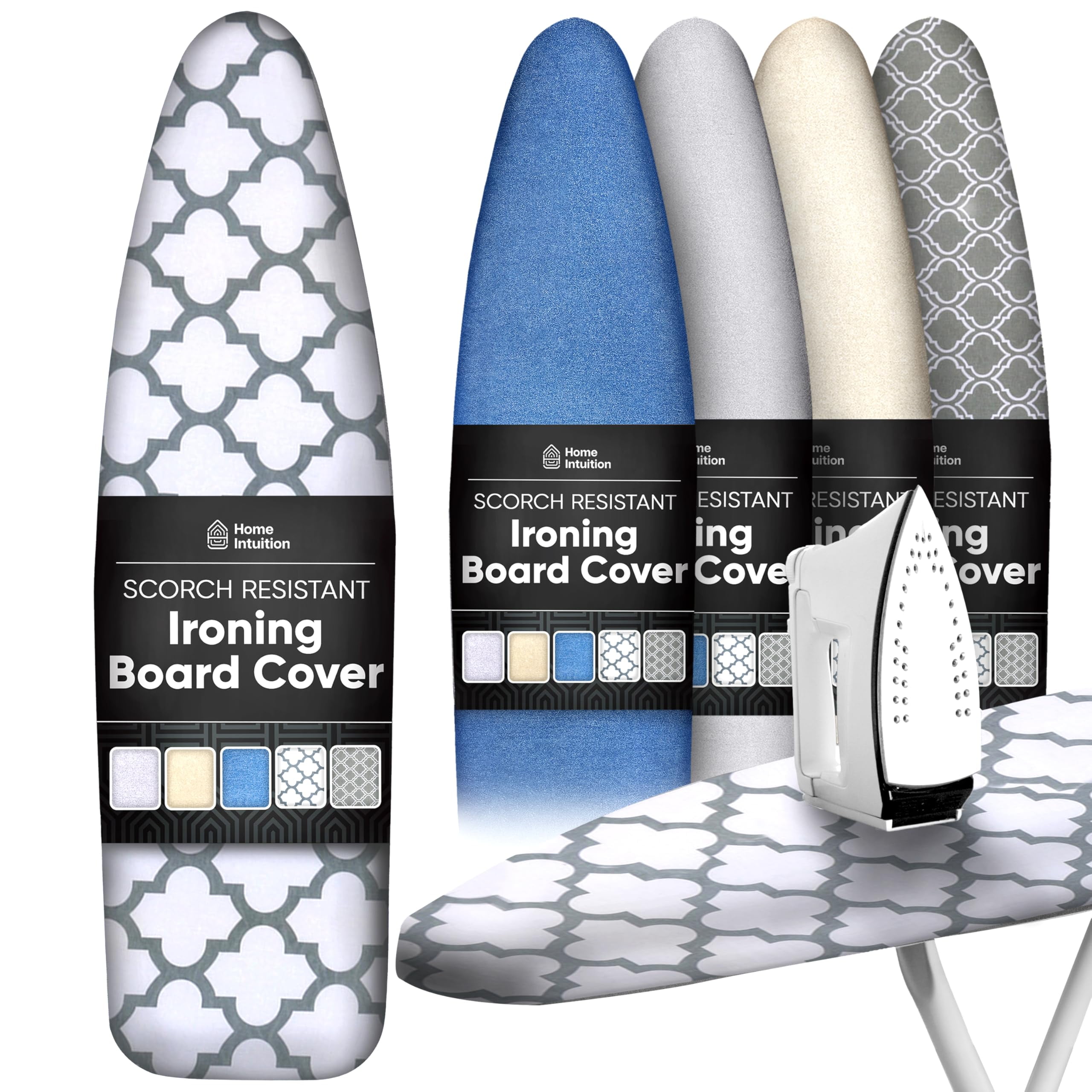 Home Intuition Iron Scorch Resistant Ironing Board Cover and Pad, 15x54 ...
