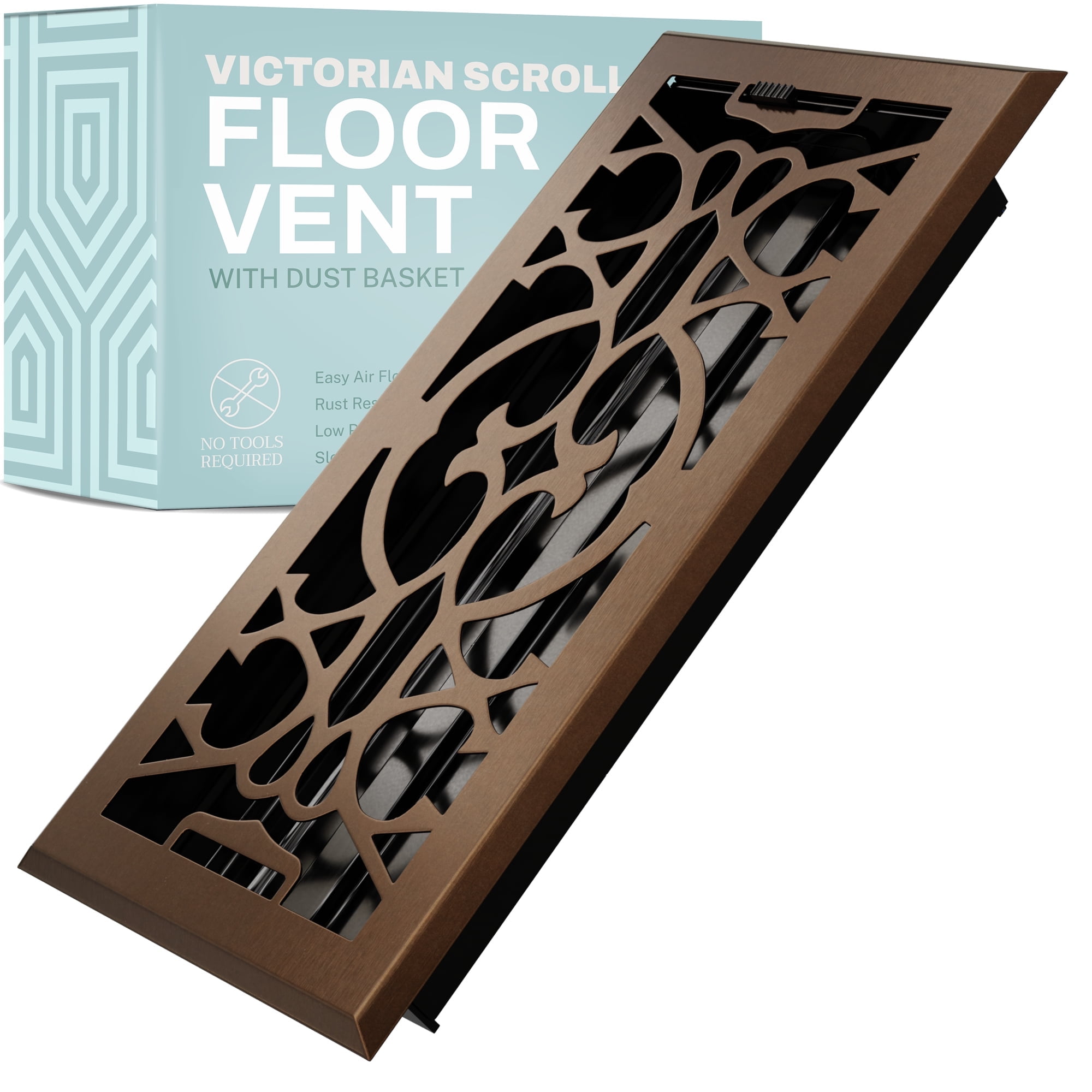 4x12 Floor Vent Cover Floor Register with Mesh Cover Trap, Heat and Air ...