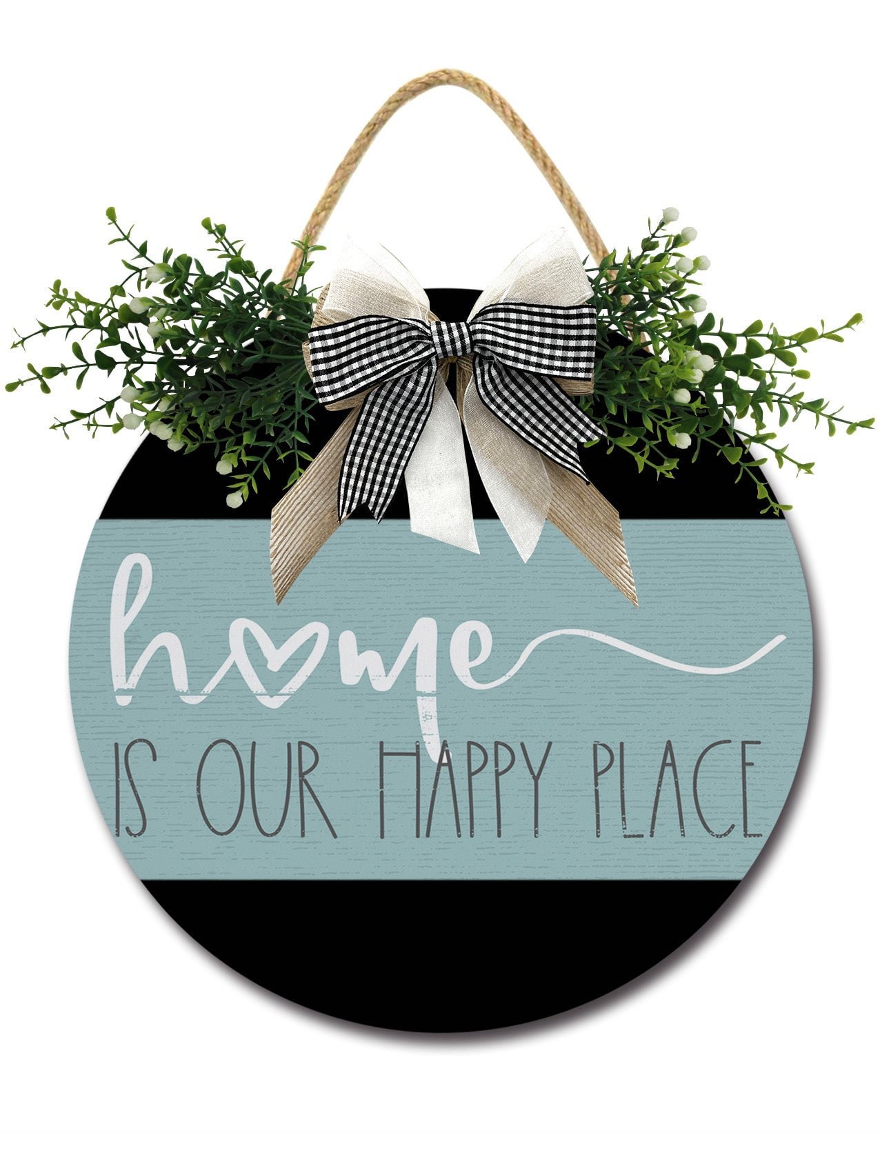 Home Is Our Happy Place Front Door Sign Funny Wreaths Hanging Wooden ...