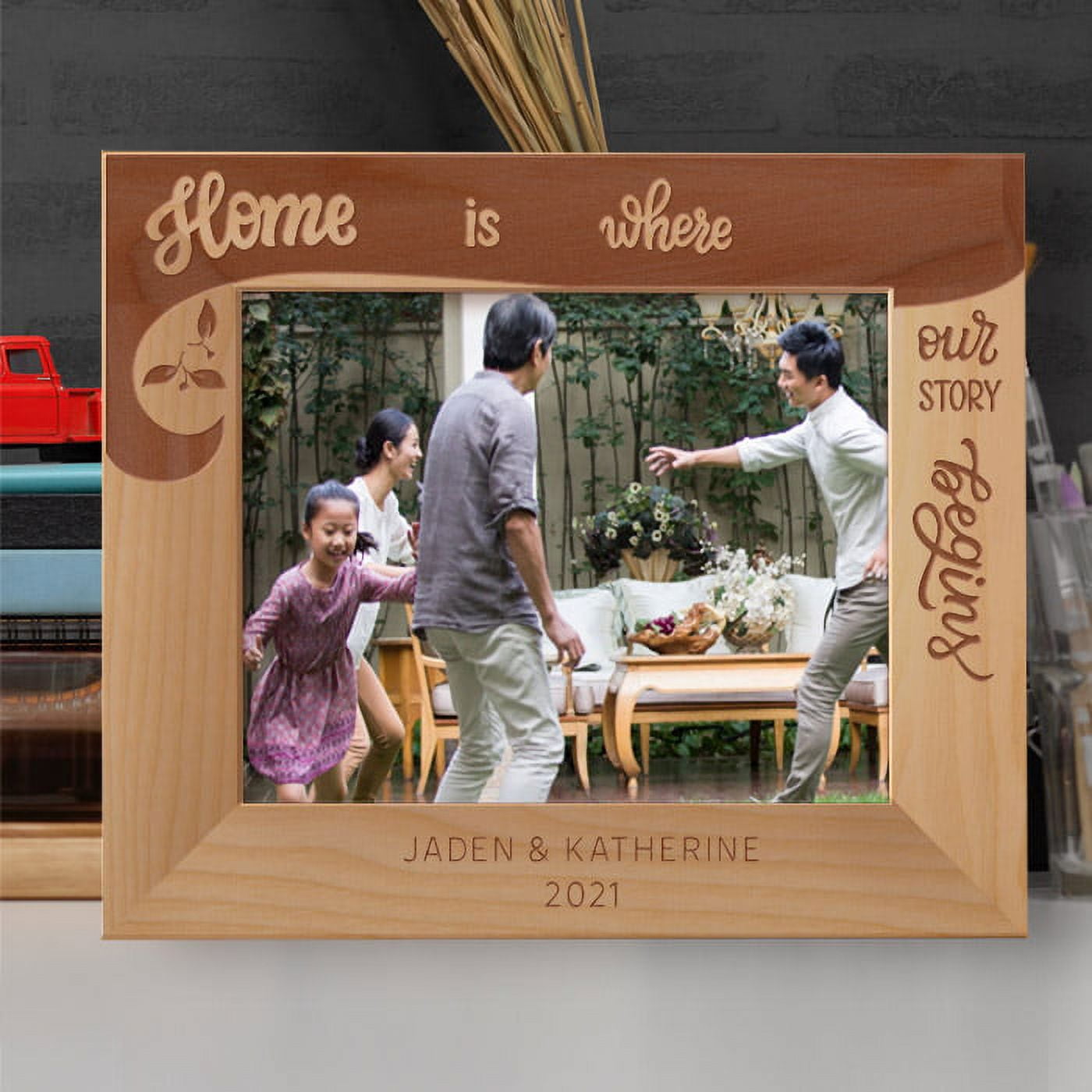 Home Is Where Our Story Begins Personalized Wooden Frame-10" x 8" Brown ...