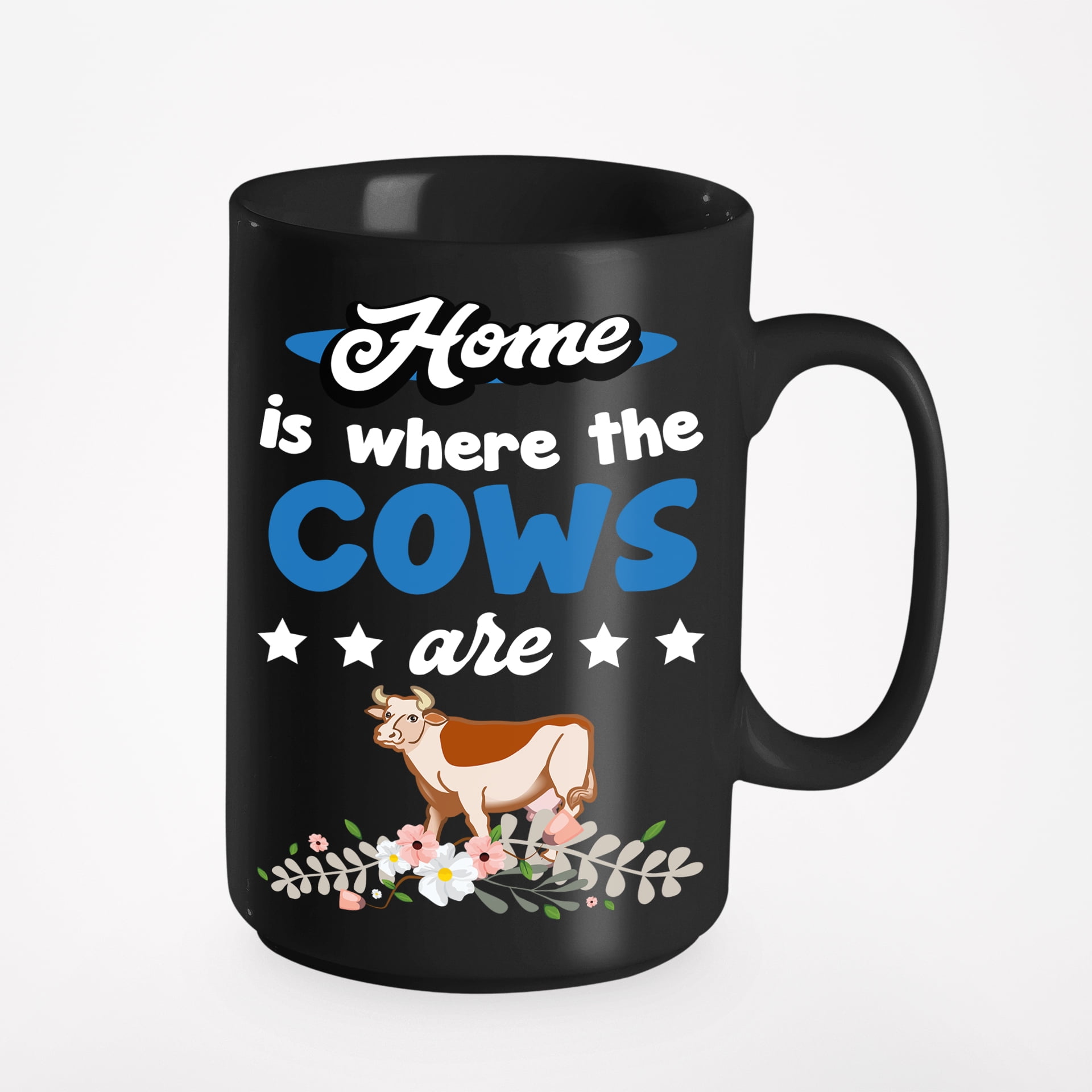 Home Is Where the Cows Are, Black 15oz Ceramic Mug - Walmart.com