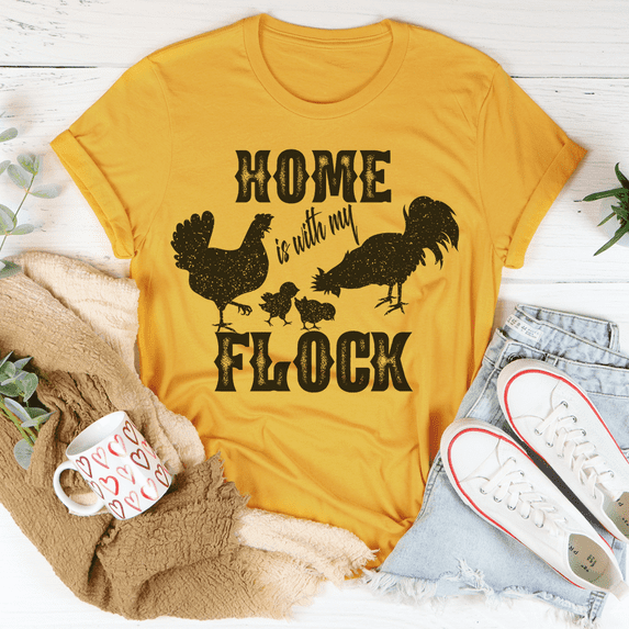 Home Is With My Flock Tee Heather Prism Peach S Peachy Sunday T-Shirt ...