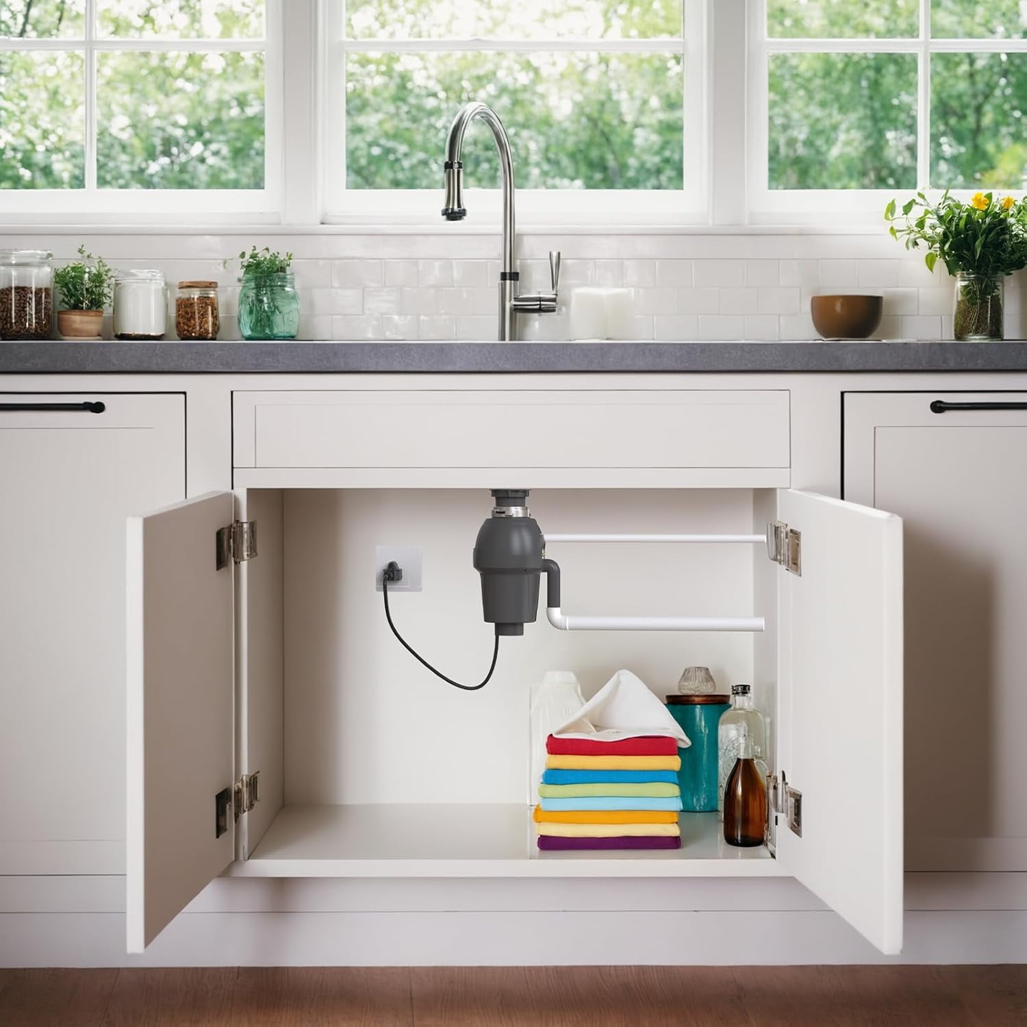 Home Kitchen 1 H P 1/2 H P 3/4 H P Garbage Disposal Continuous Feed ...