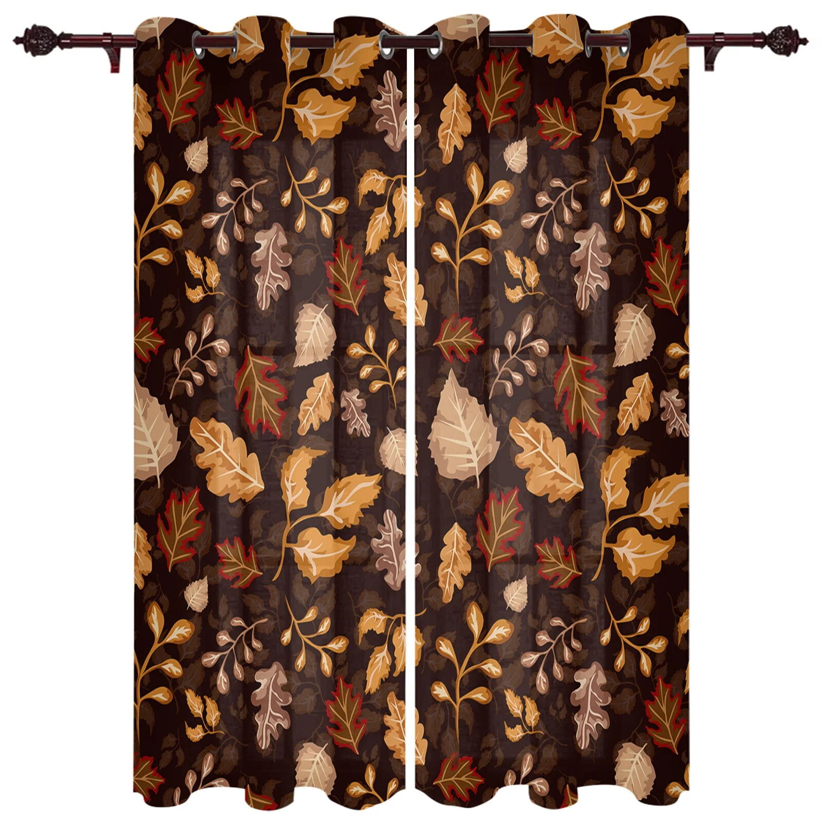 Home Kitchen Curtains Autumn Red Maple Leaf Bedroom Living Room ...