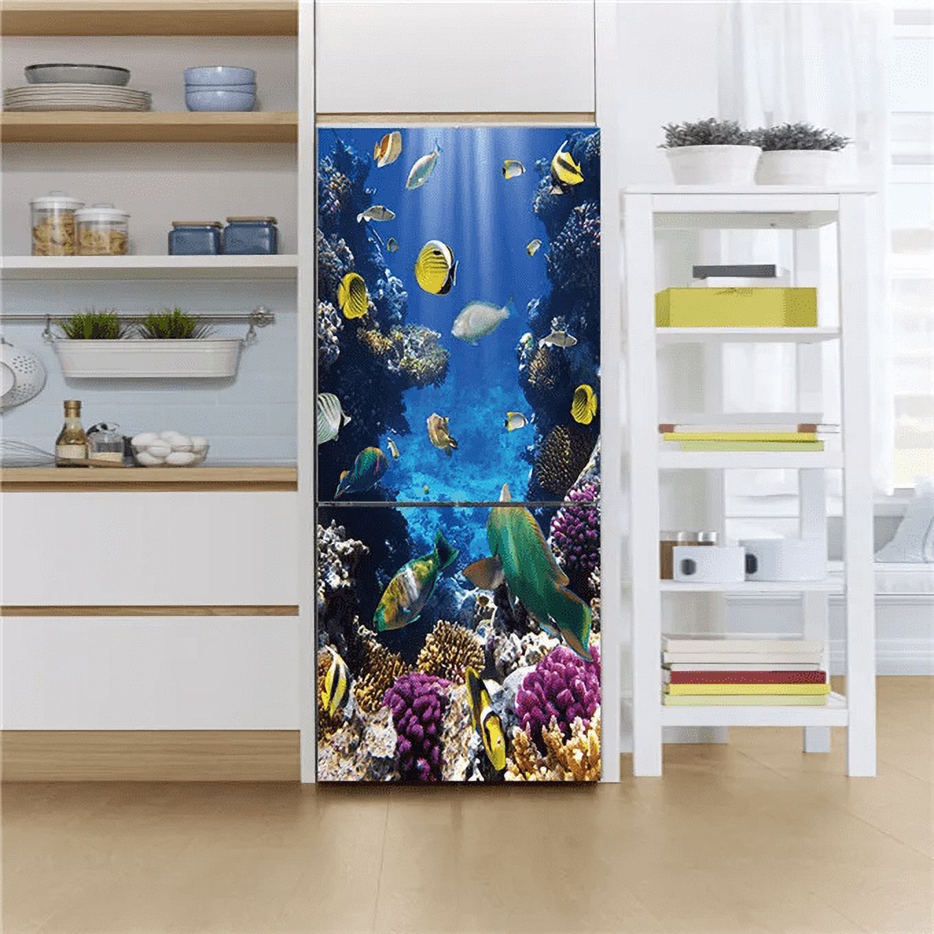 Home Kitchen Design Decoration Floral Mural Refrigerator Sticker PVC ...